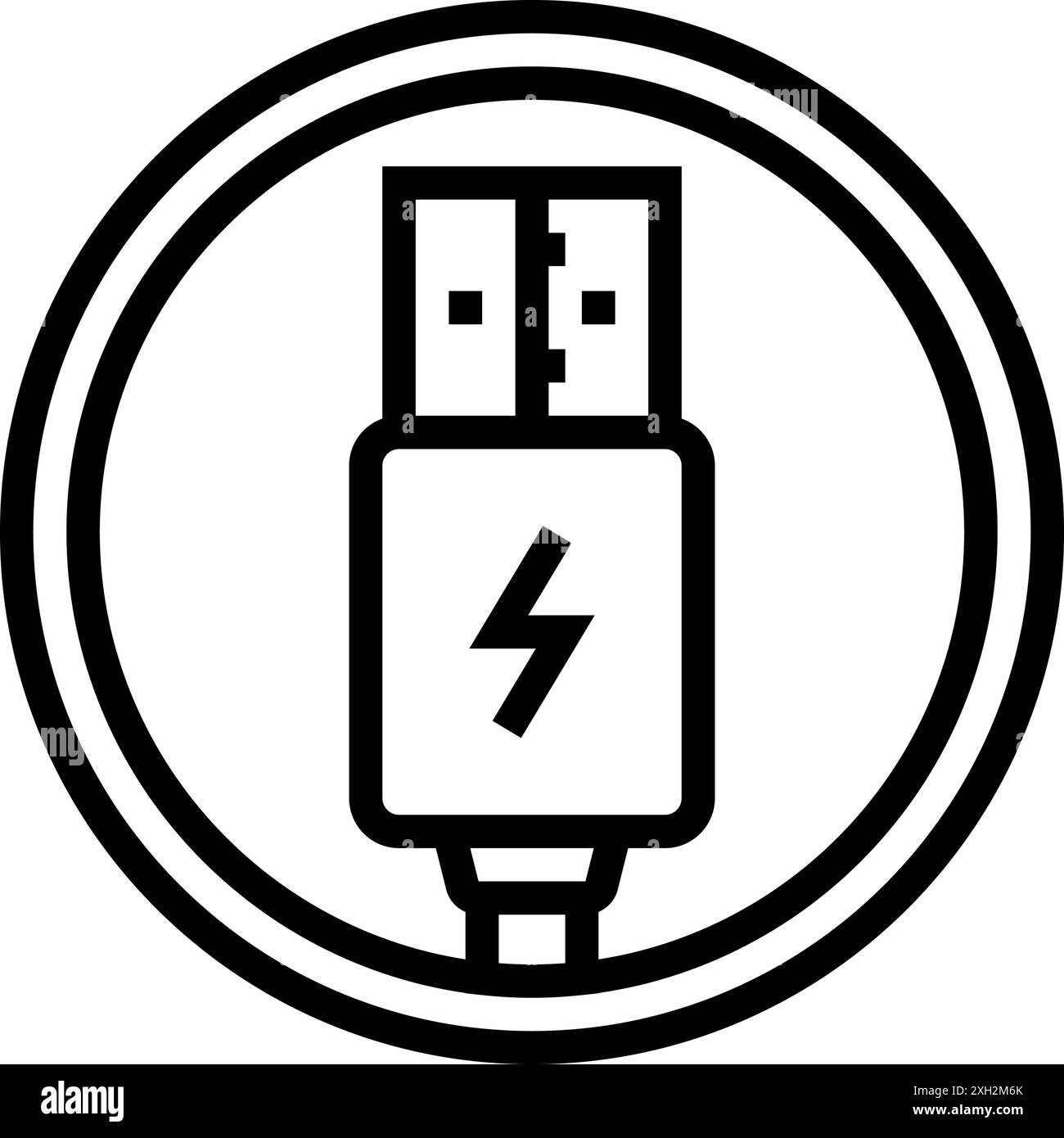 usb charging label product caution line icon vector illustration Stock ...