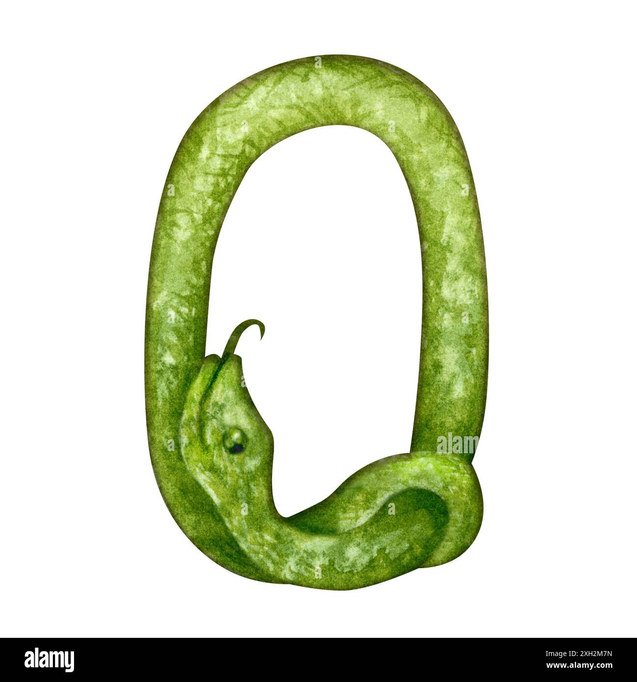 Number zero in the form of a green snake as a symbol of Happy Chinese ...