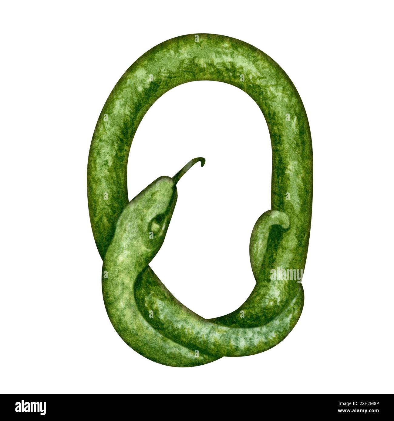 Number zero in the form of a green snake as a symbol of Happy Chinese ...