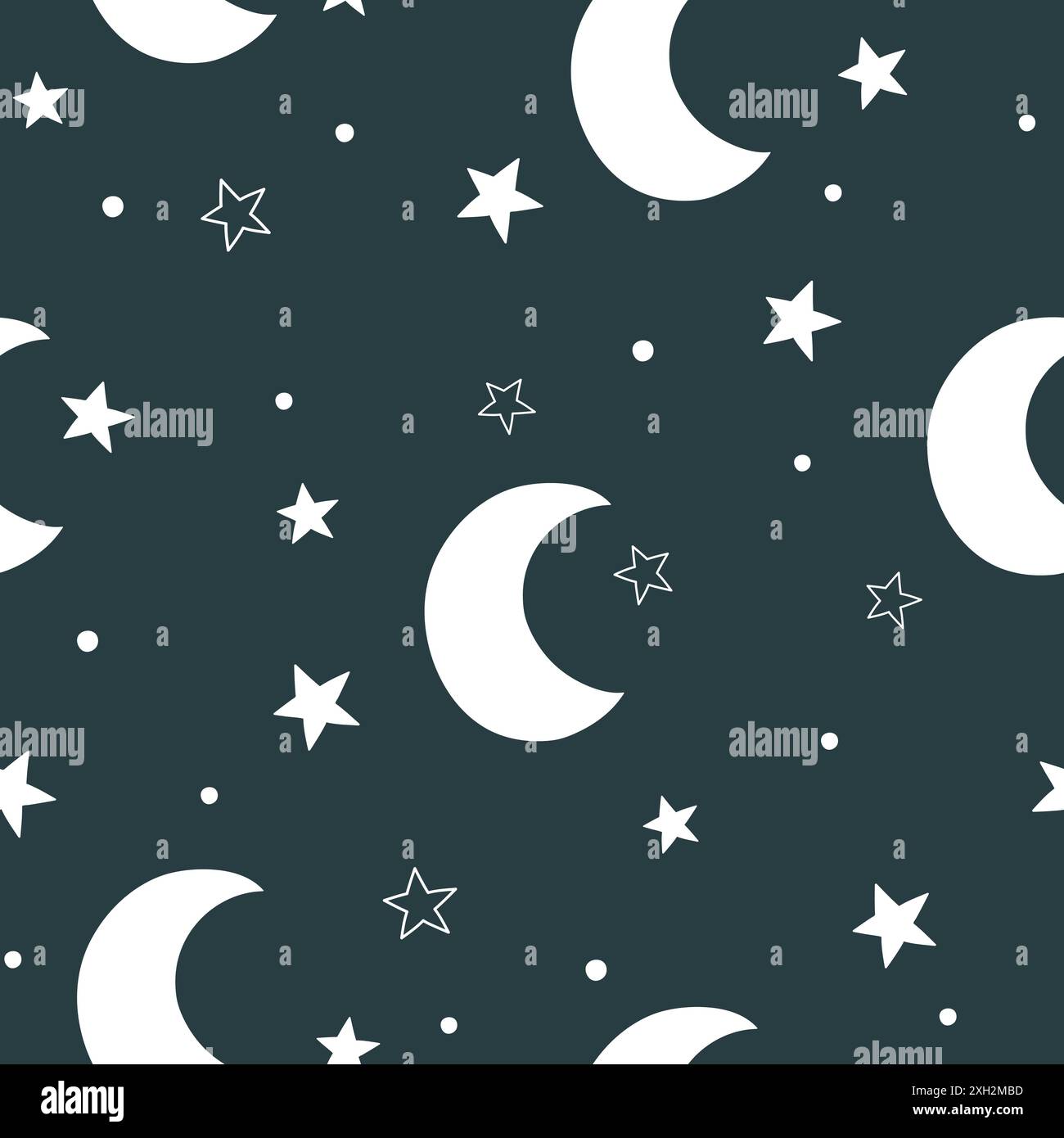 Seamless pattern with moon and stars. Vector illustration. It can be ...