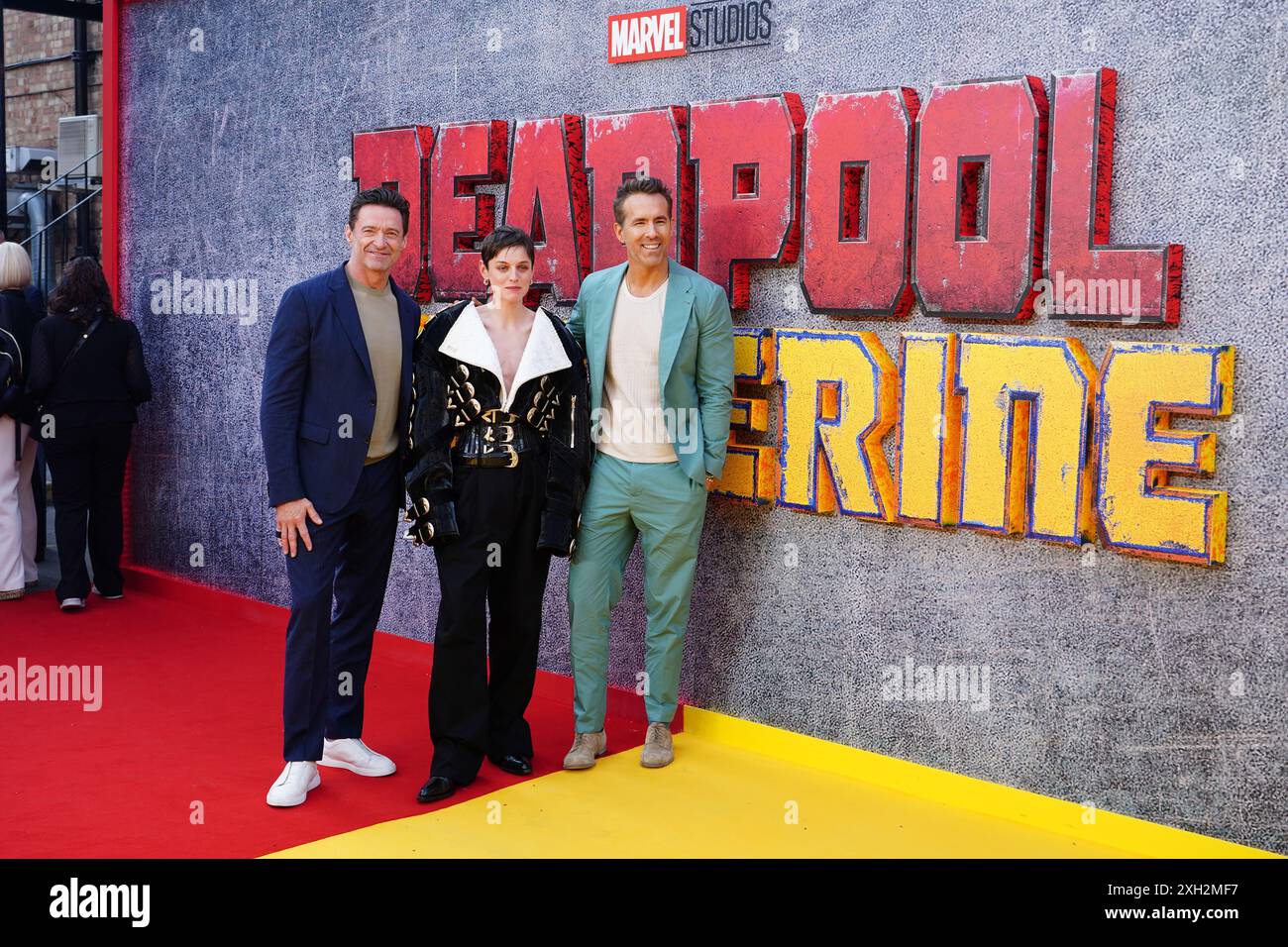(left to right) Hugh Jackman, Emma Corin and Ryan Reynolds attending ...