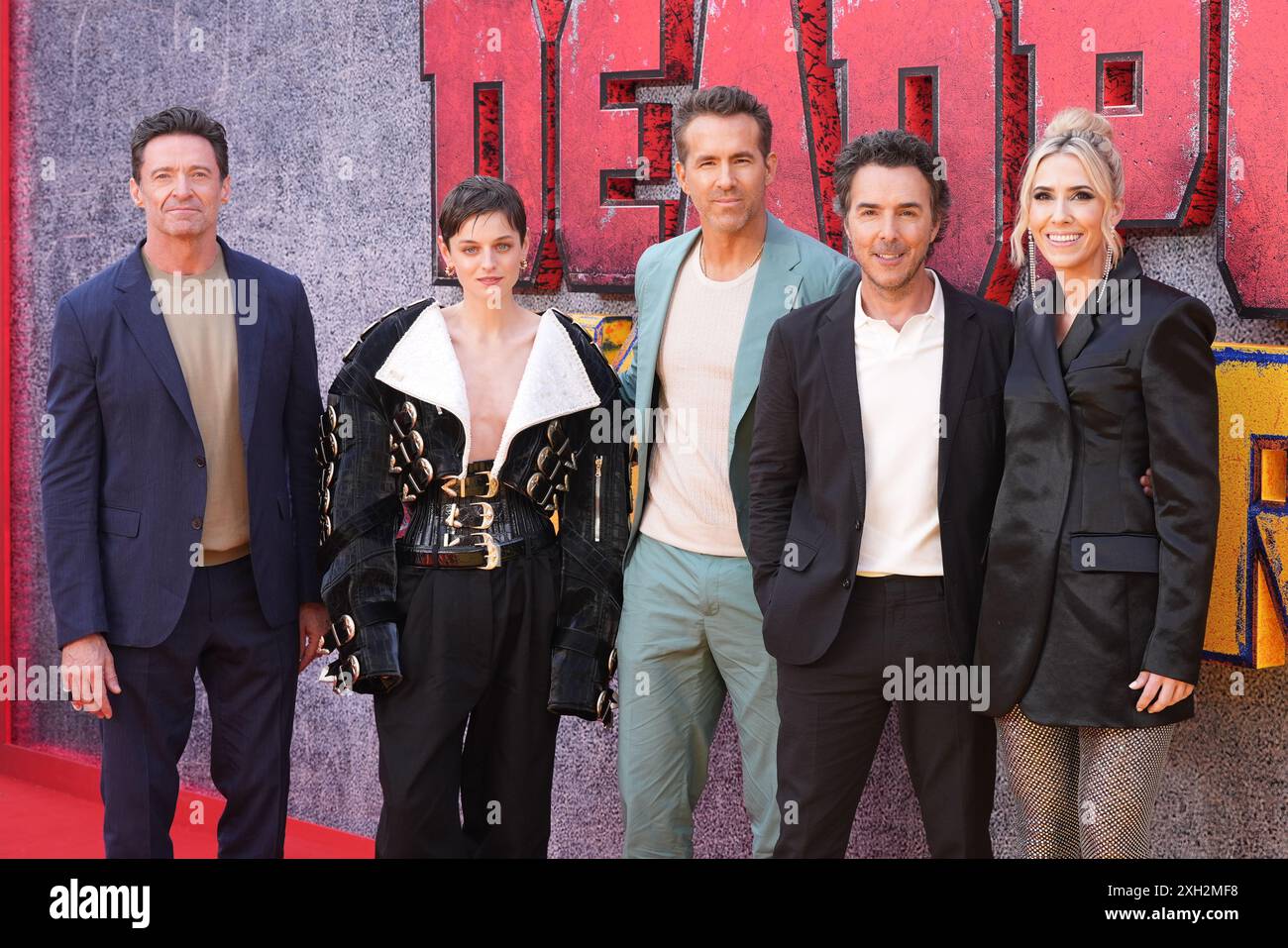 (left to right) Hugh Jackman, Emma Corin, Ryan Reynolds, Shawn Levy and ...