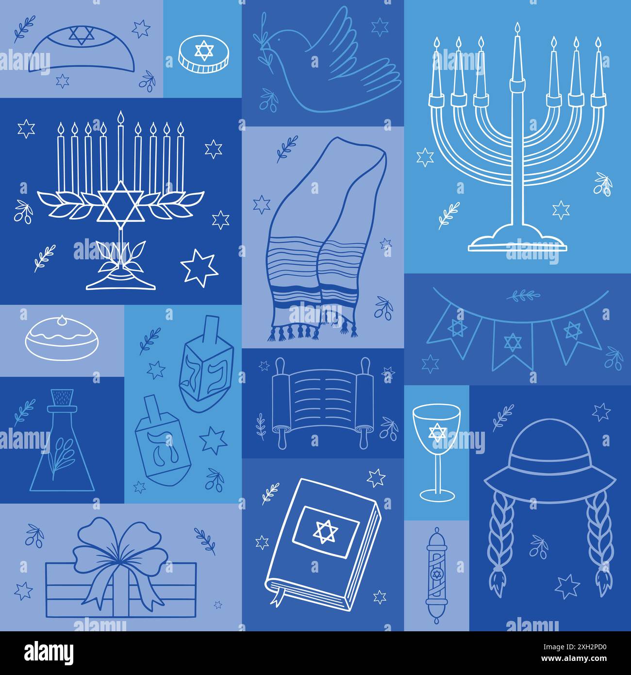 A vector card for the Hanukkah holiday featuring traditional Jewish ...
