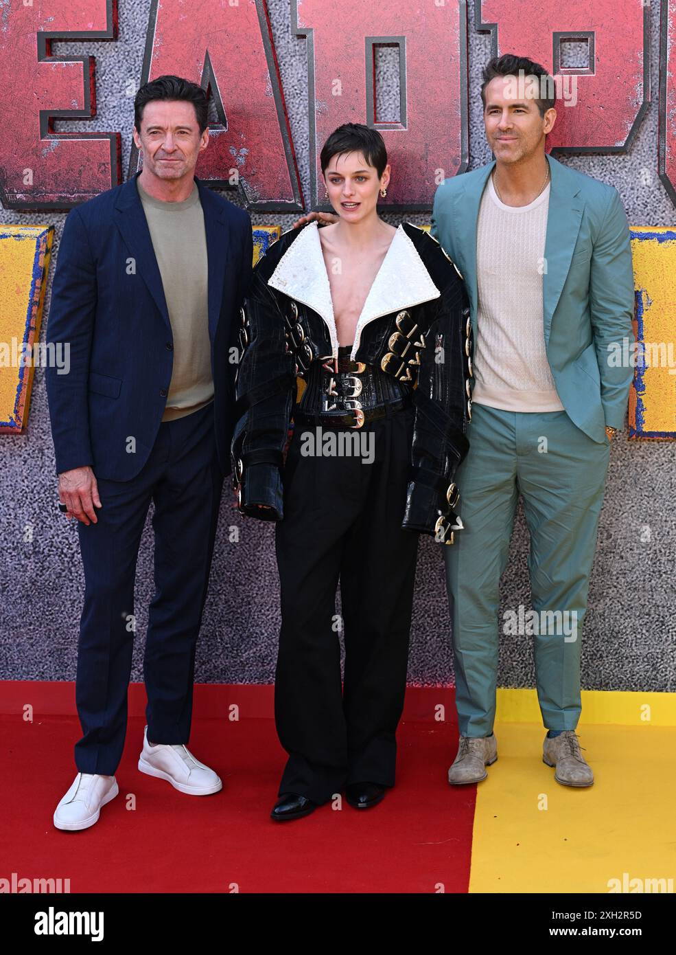 London, UK. July 11th, 2024. Hugh Jackman, Emma Corrin and Ryan ...