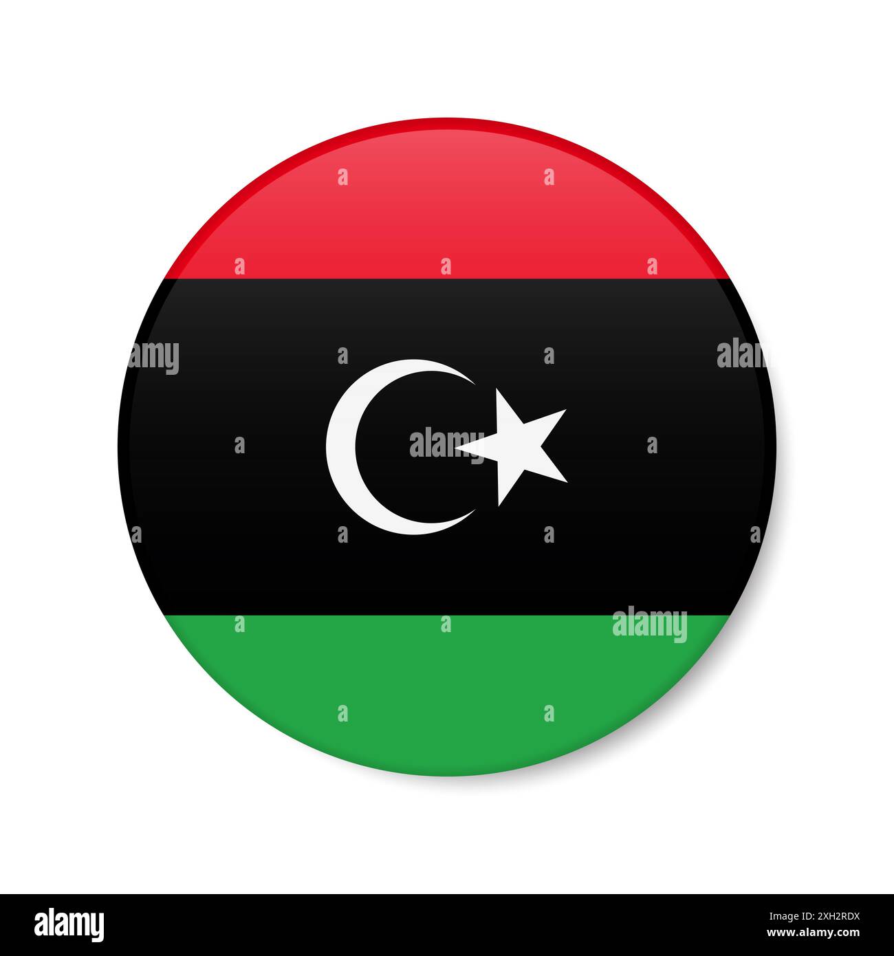 Libya circle button icon. Libyan round badge flag with shadow. 3D ...