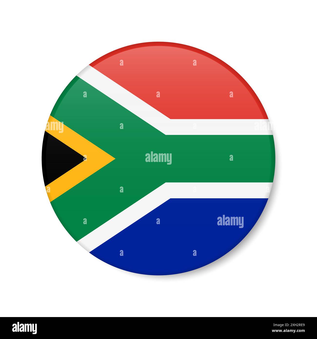 South Africa circle button icon. RSA round badge flag with shadow. 3D ...