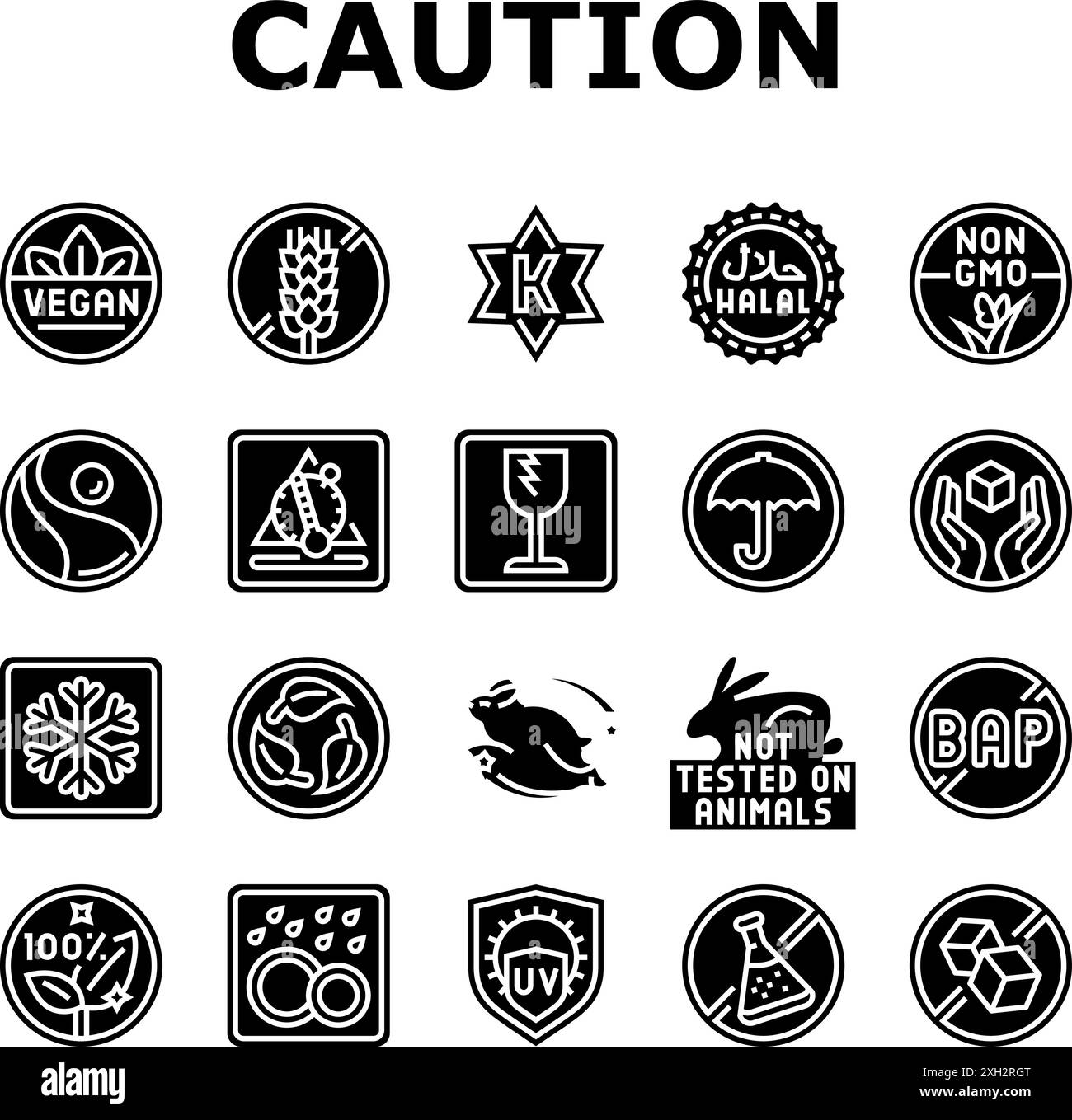 product caution label warning icons set vector Stock Vector Image & Art ...