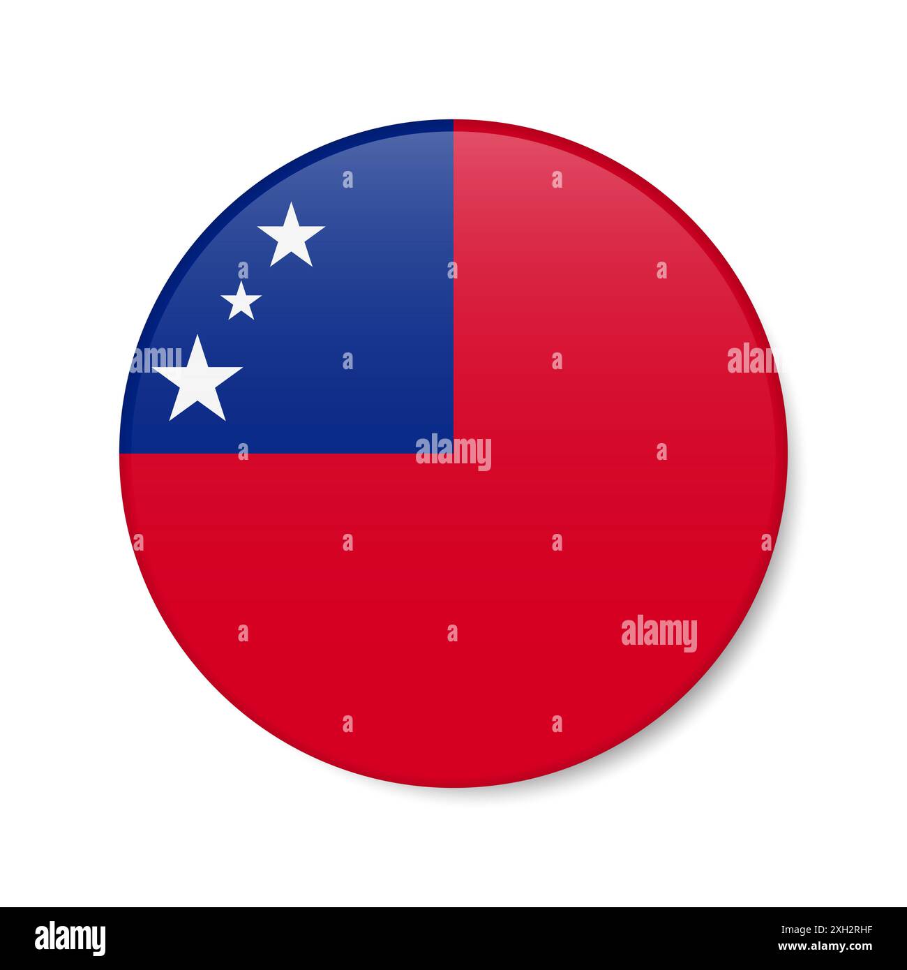 Samoa circle button icon. Samoan round badge flag with shadow. 3D ...