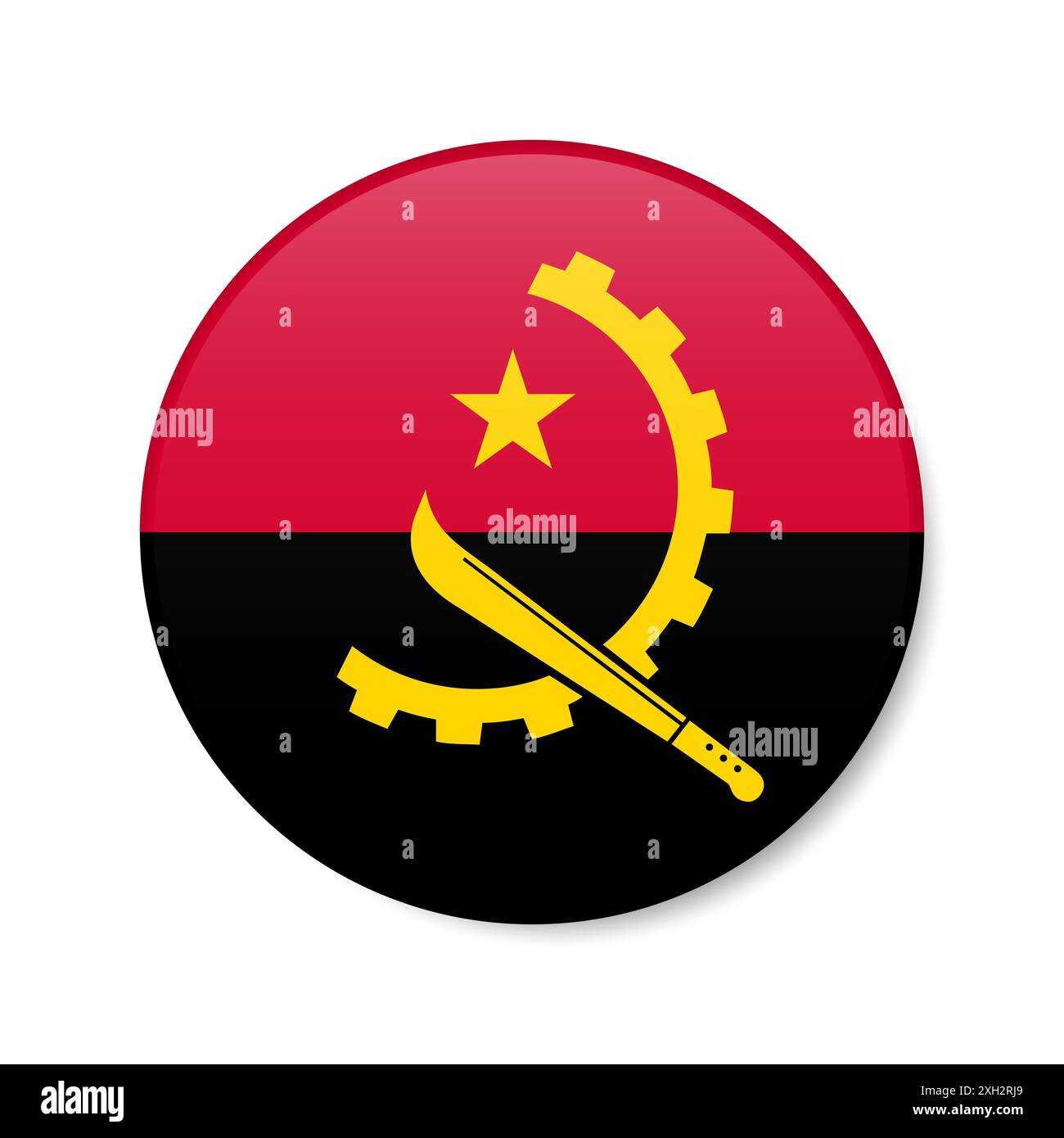 Angola circle button icon. Angolan round badge flag with shadow. 3D ...