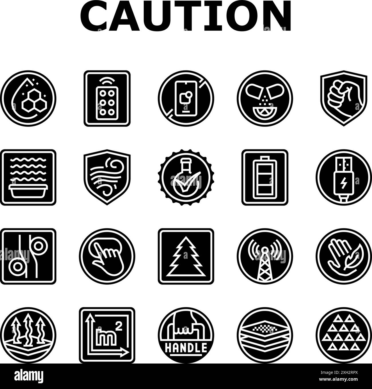product caution label warning icons set vector Stock Vector Image & Art ...