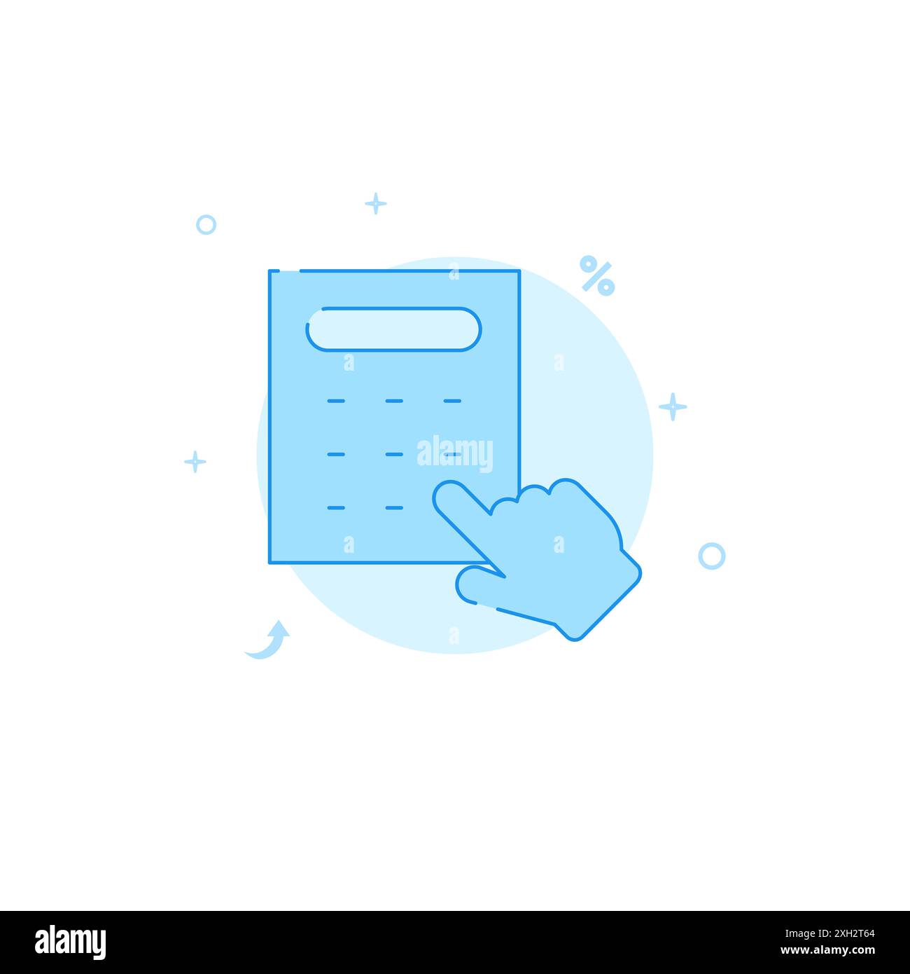 Budget calculator icon. Flat illustration. Filled line style. Blue ...