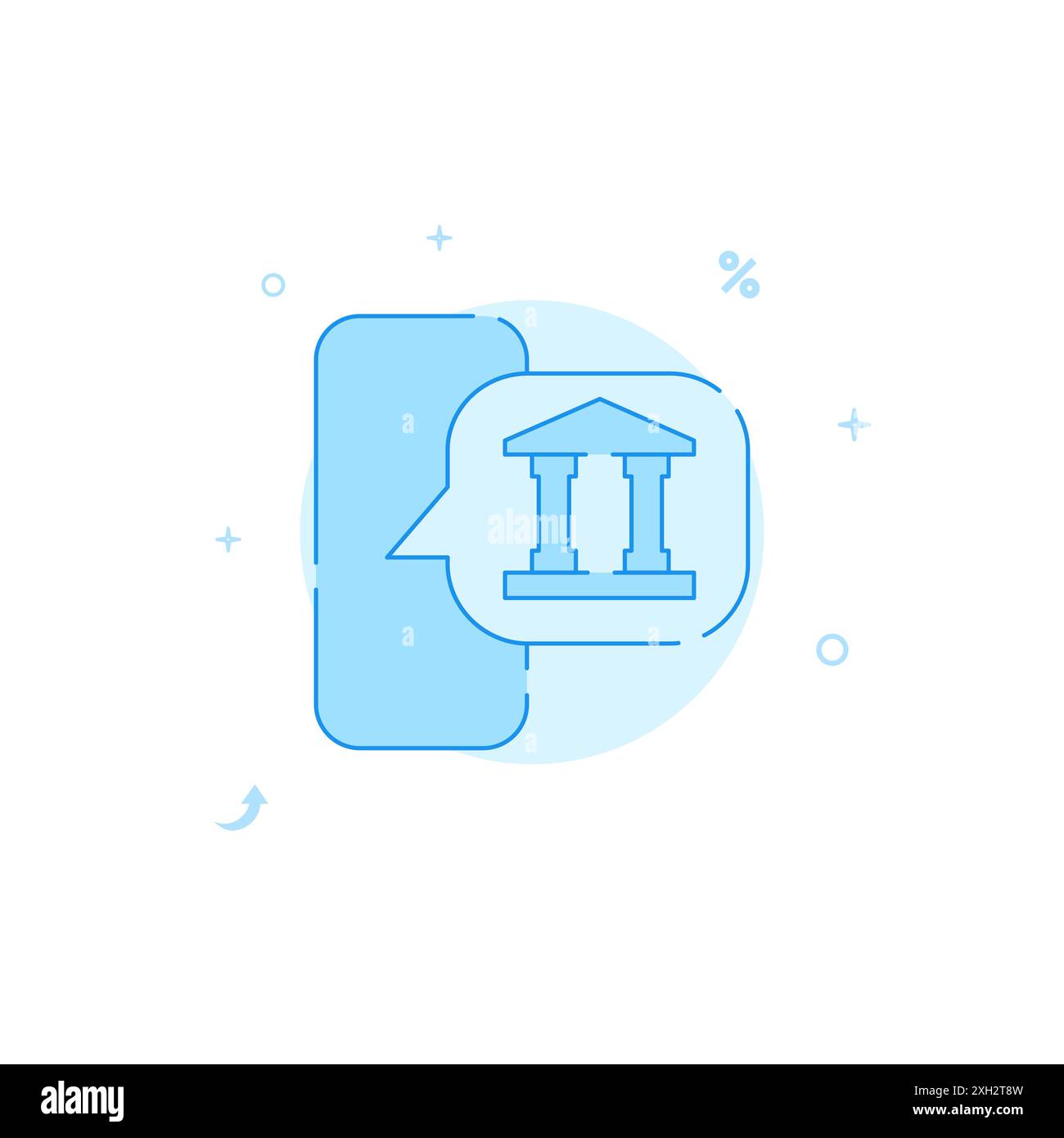 Mobile bank app icon. Flat illustration. Filled line style. Blue ...