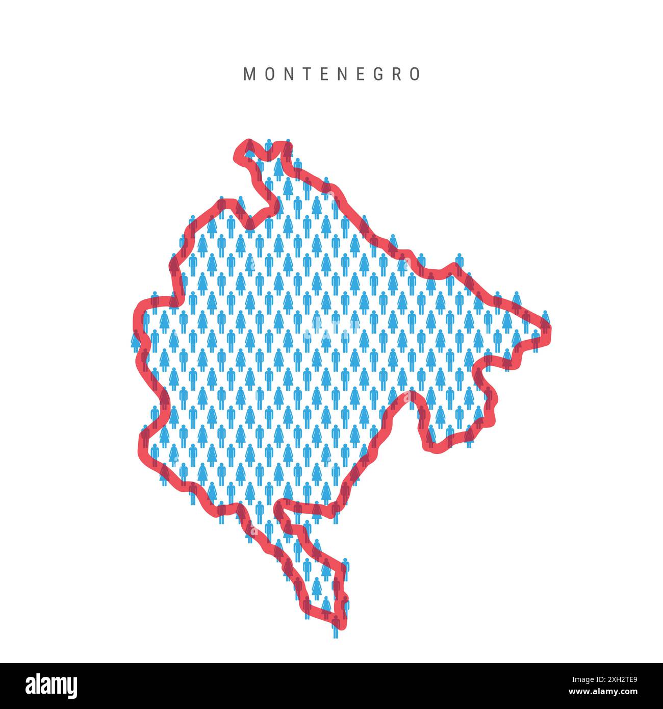 Montenegro population map. Stick figures Montenegrin people map with ...