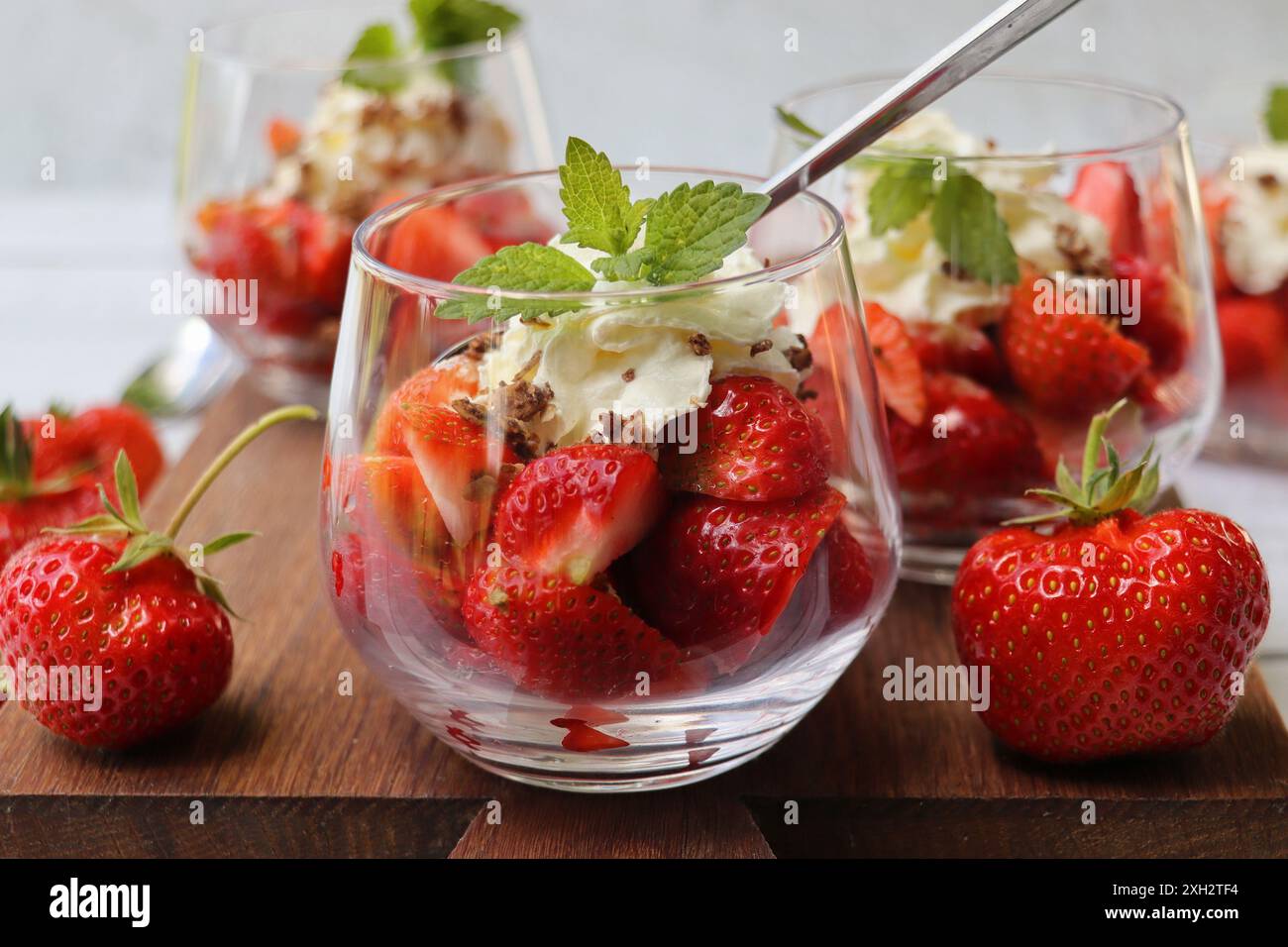 Strawberry desert in a glass, yummy desert, fresh strawberry dessert ...