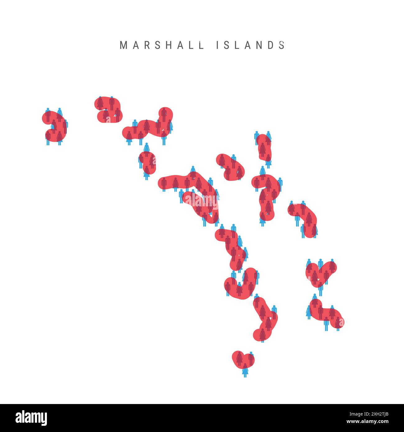 Marshall Islands population map. Stick figures Marshallese people map ...