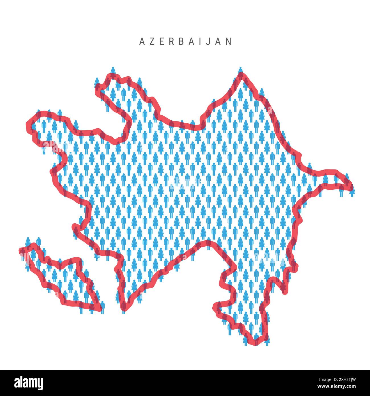 Azerbaijan population map. Stick figures Azerbaijani people map with ...