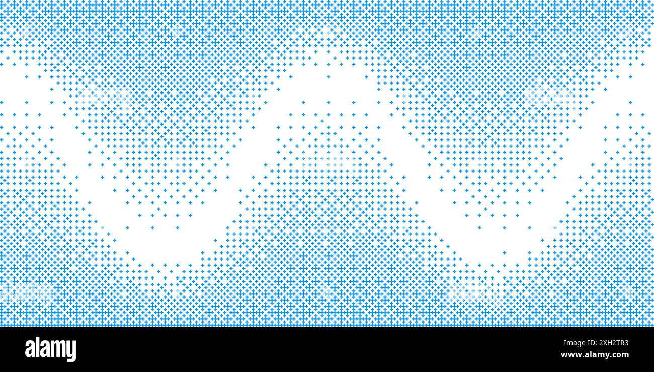 Wavy gradient background with halftone raster pattern of medical plus ...