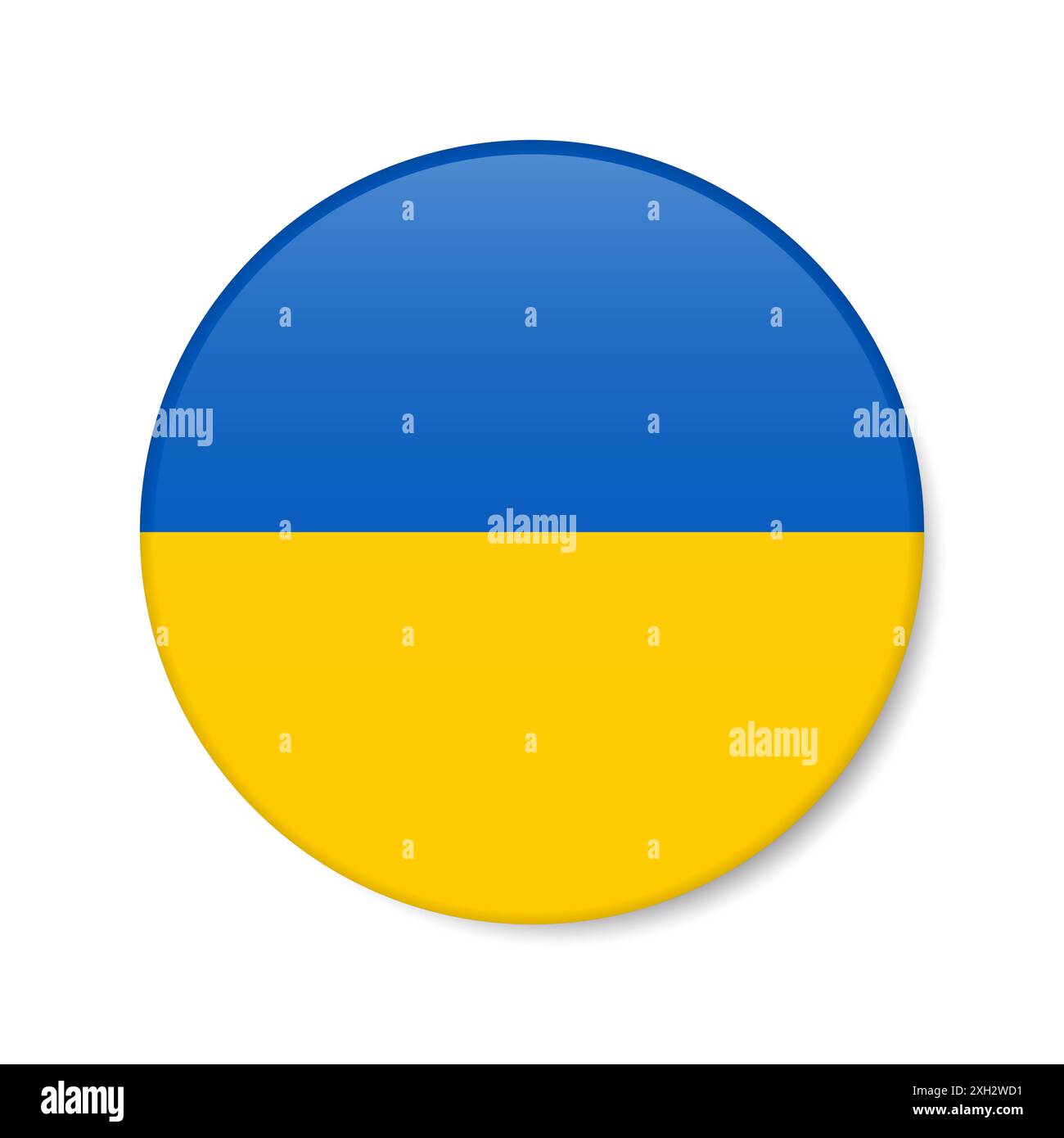Ukraine circle button icon. Ukrainian round badge flag with shadow. 3D ...