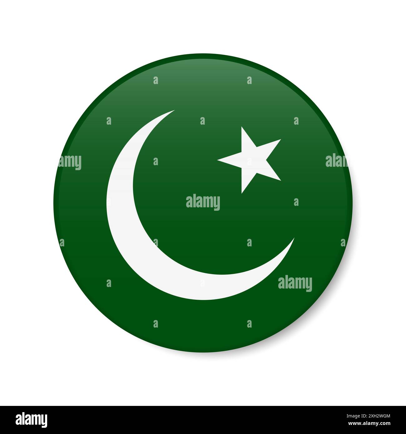 Pakistan circle button icon. Pakistani round badge flag with shadow. 3D ...