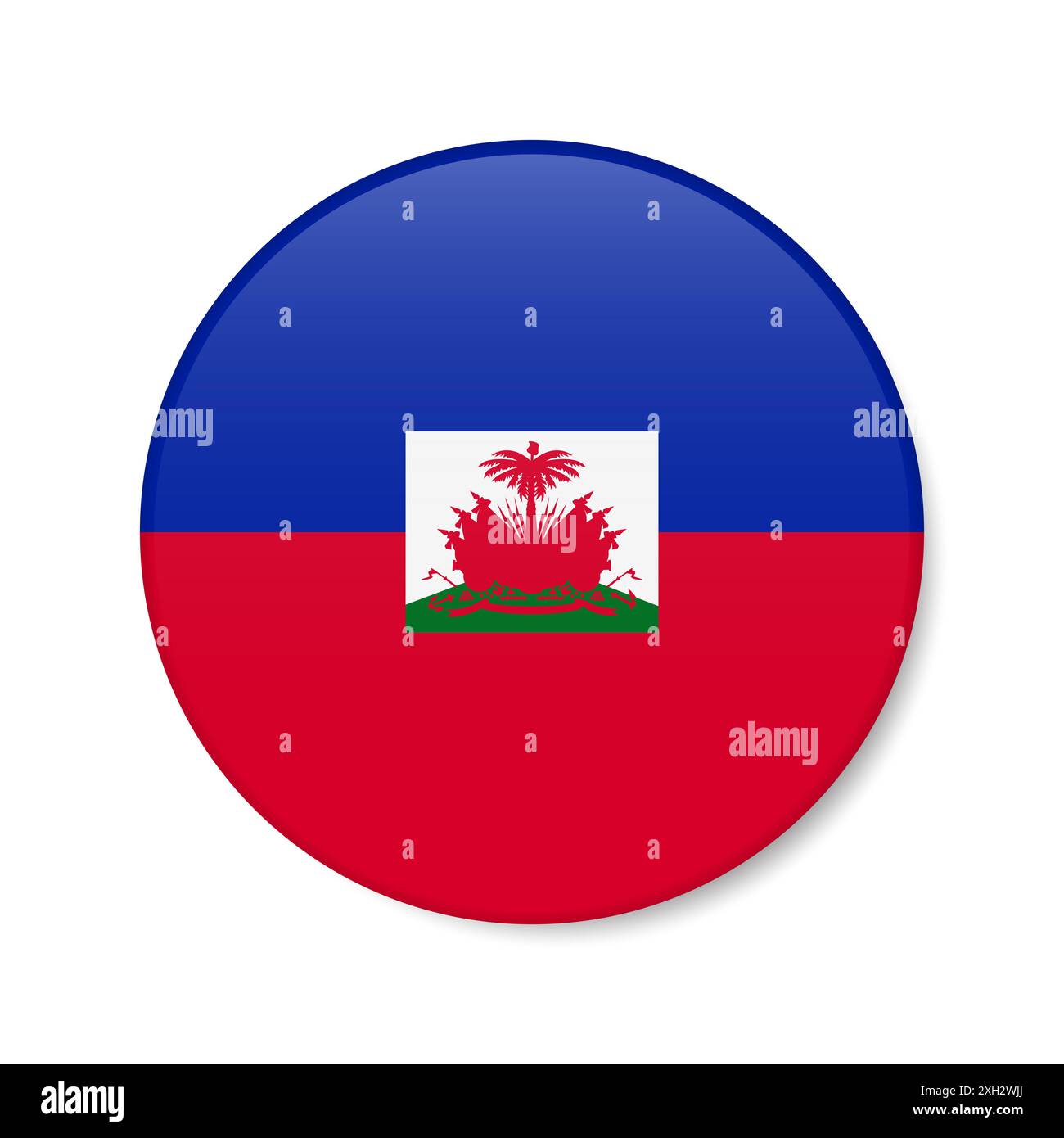 Haiti circle button icon. Haitian round badge flag with shadow. 3D ...