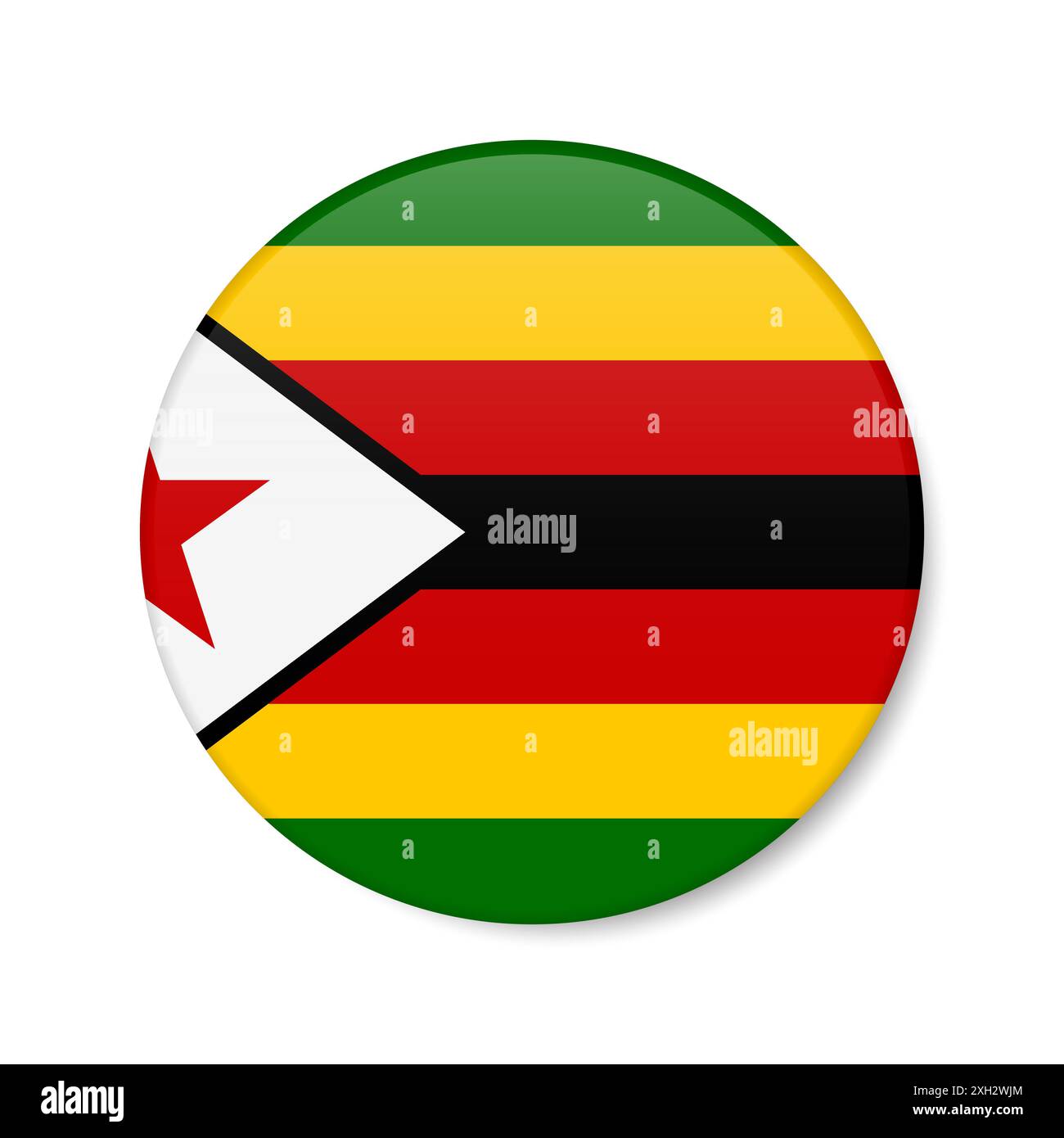 Zimbabwe circle button icon. Zimbabwean round badge flag with shadow ...
