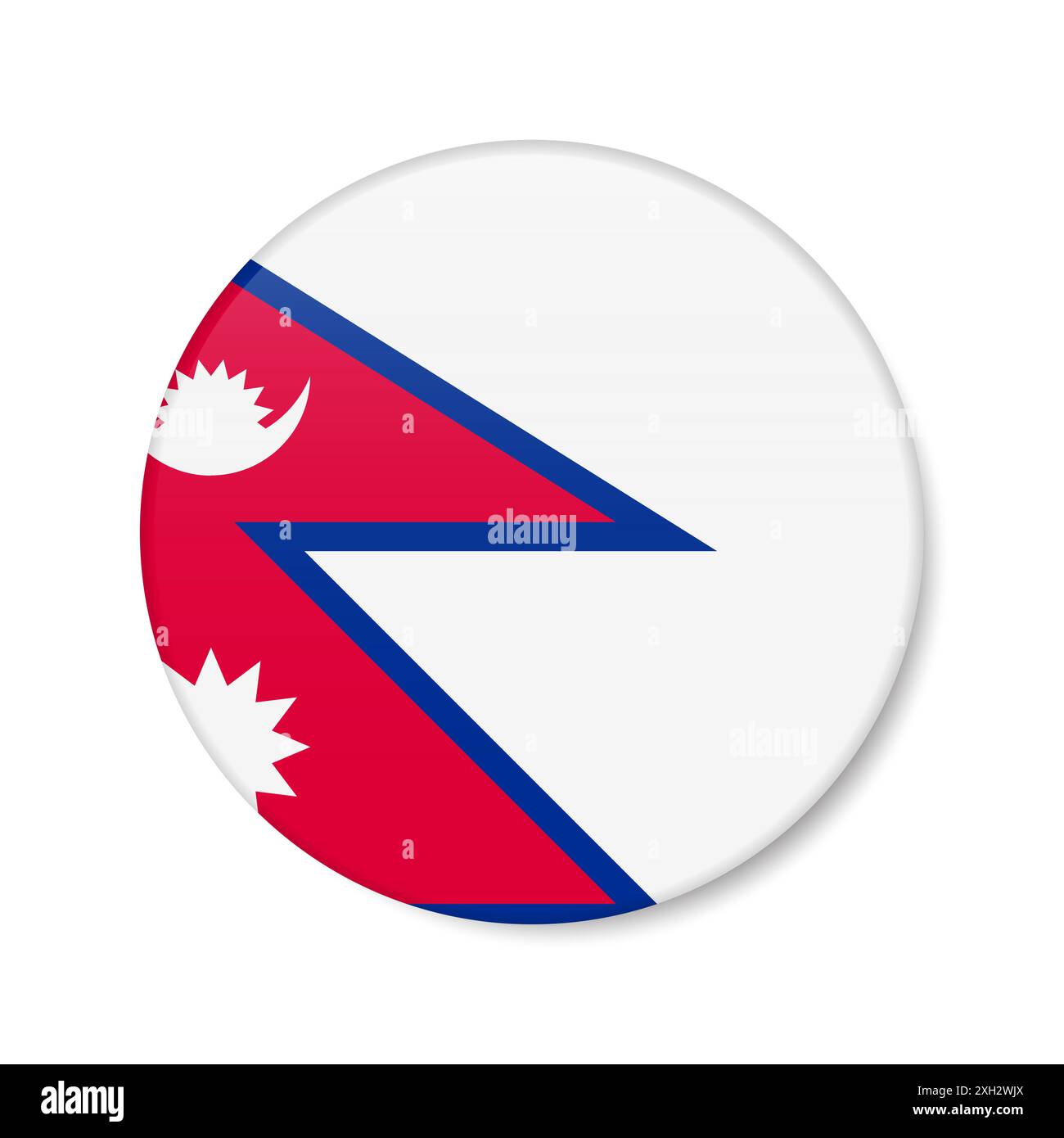Nepal circle button icon. Nepali round badge flag with shadow. 3D ...