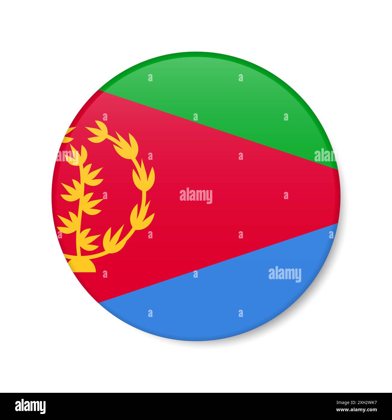 Eritrea circle button icon. Eritrean round badge flag with shadow. 3D realistic illustration ...