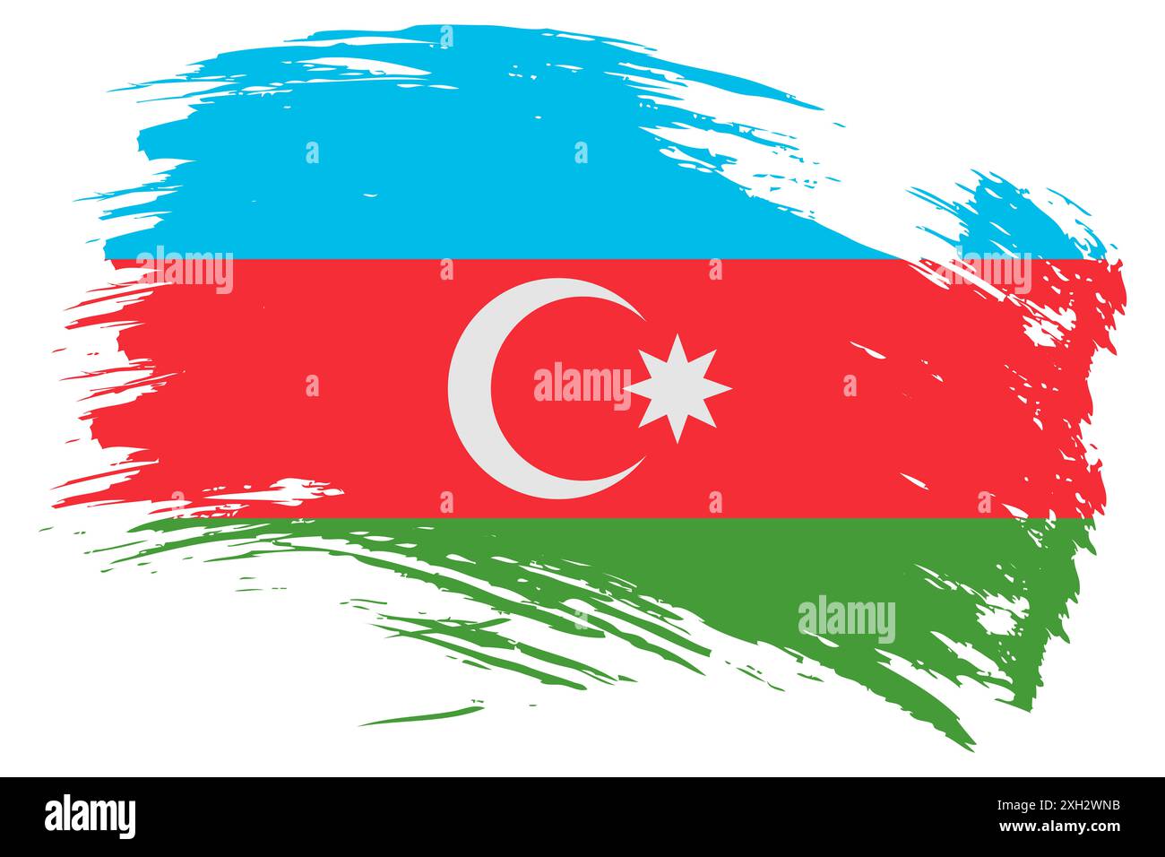 Azerbaijan brush stroke flag background. Hand drawn grunge style Azerbaijani painted isolated ...