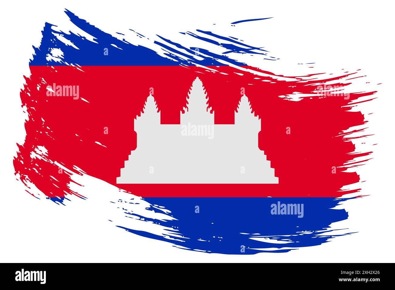 Cambodia brush stroke flag background. Hand drawn grunge style ...
