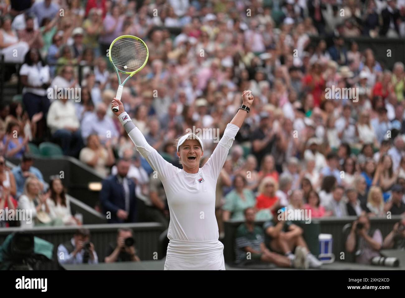 Barbora Krejcikova of the Czech Republic celebrates after defeating ...