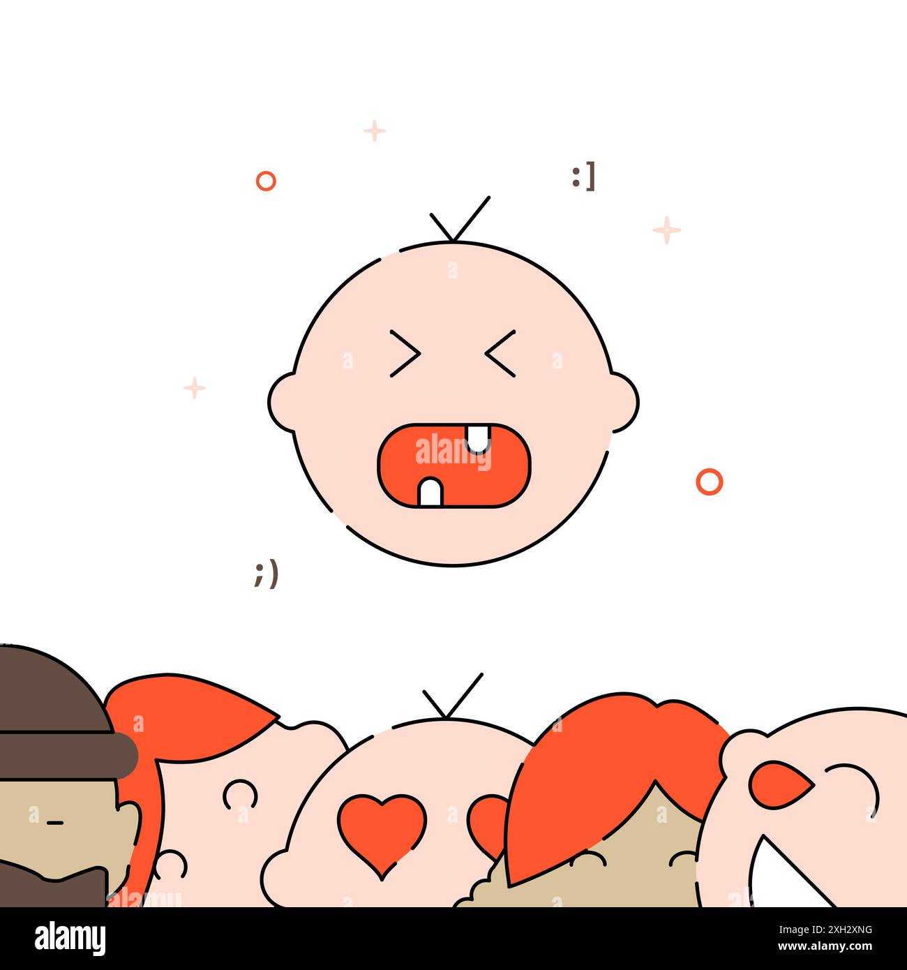 Kid baby crying filled line icon, simple illustration, related bottom ...