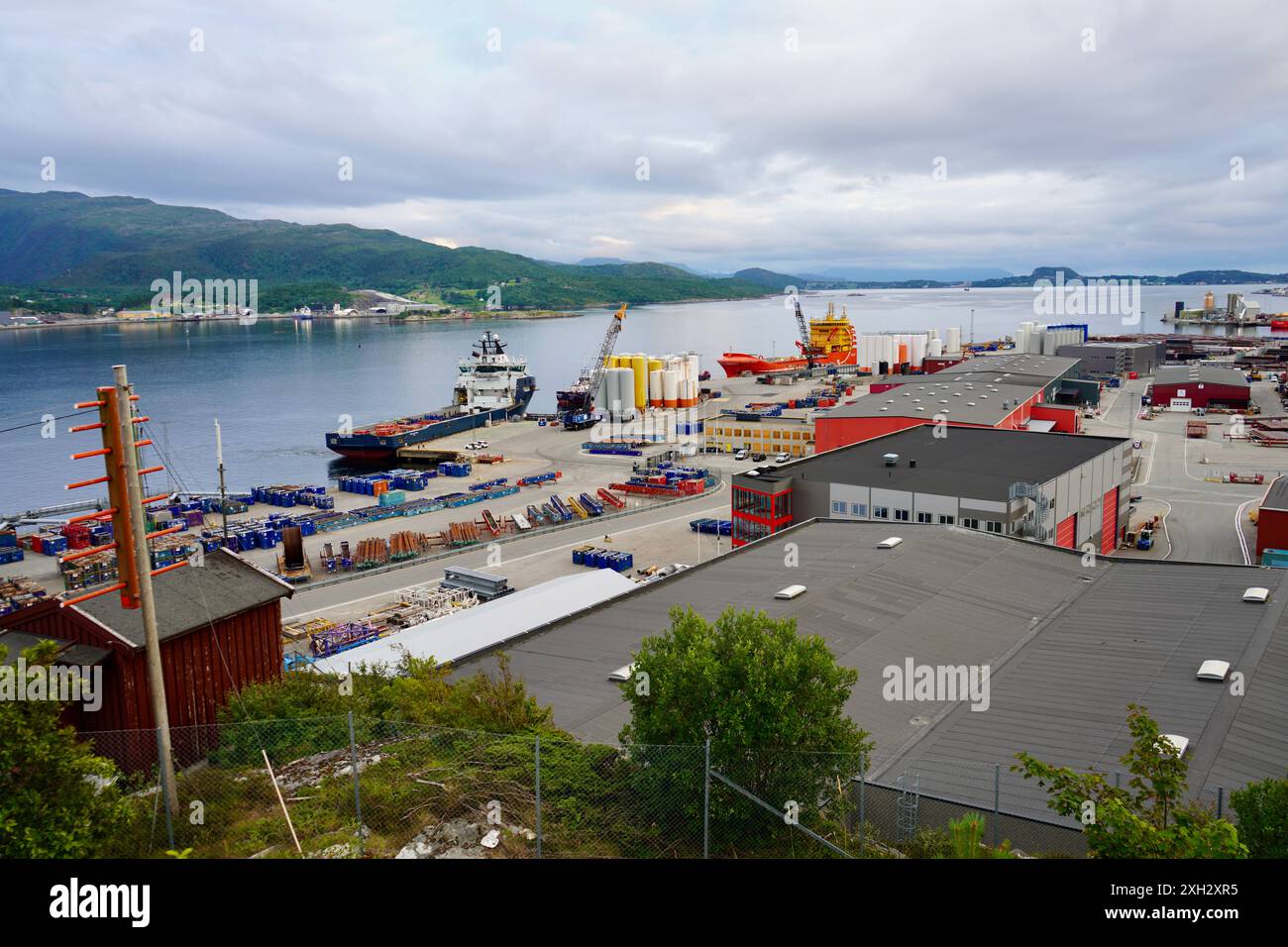 A view of the petroleum logistics base Vestbase in Kristiansund, Norway ...