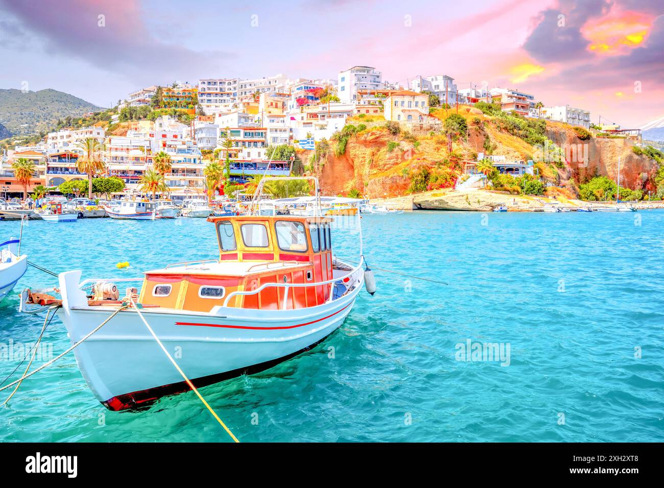 Old city of Agia Galini, Island Crete, Greece Stock Photo - Alamy