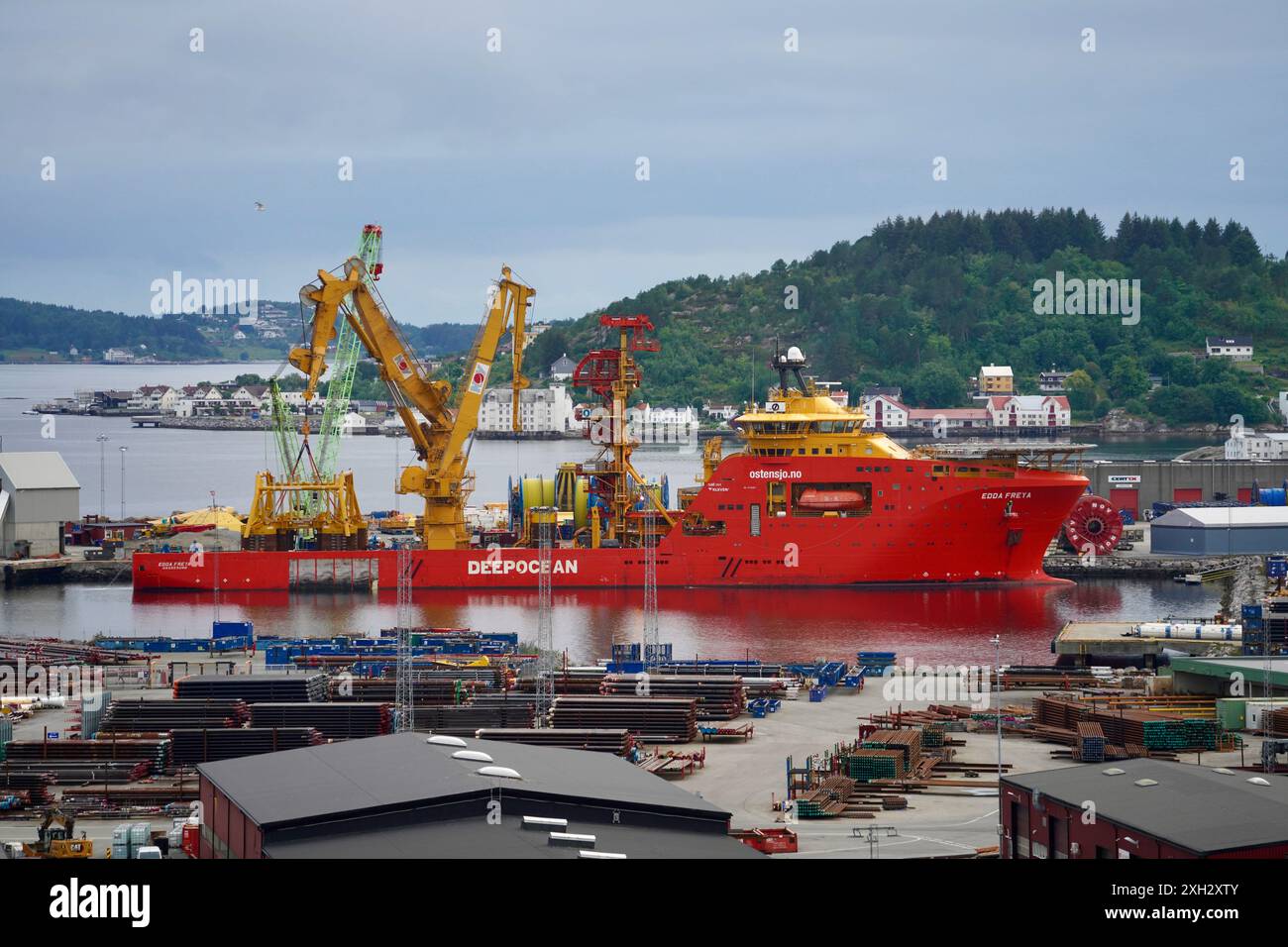 The offshore supply ship Edda Freya docked at the petroleum logistics ...