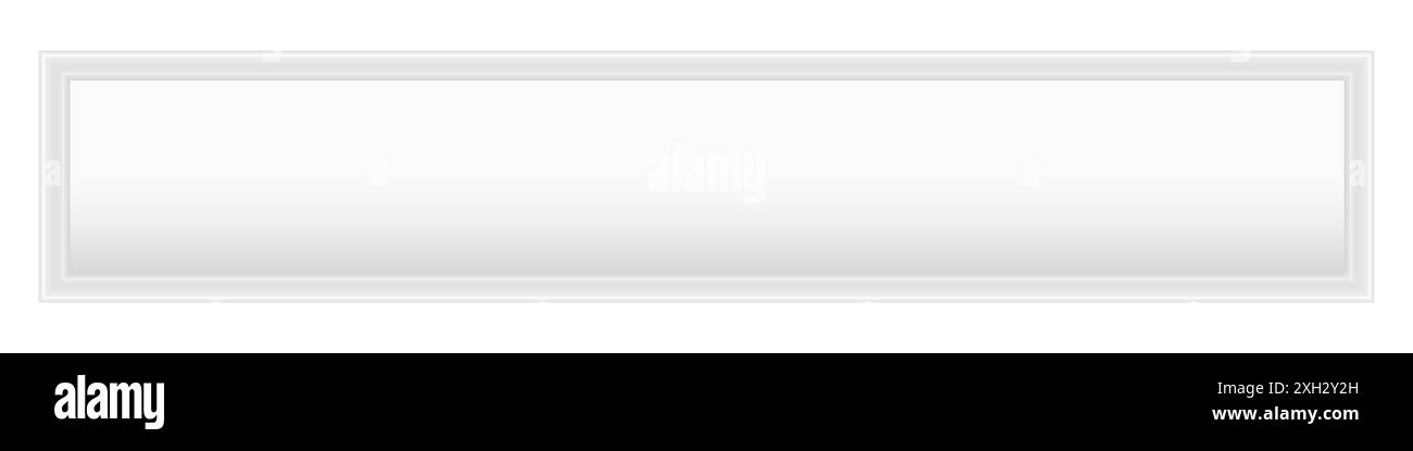 Empty framed long white banner, signboard in a frame. 3D realistic ...