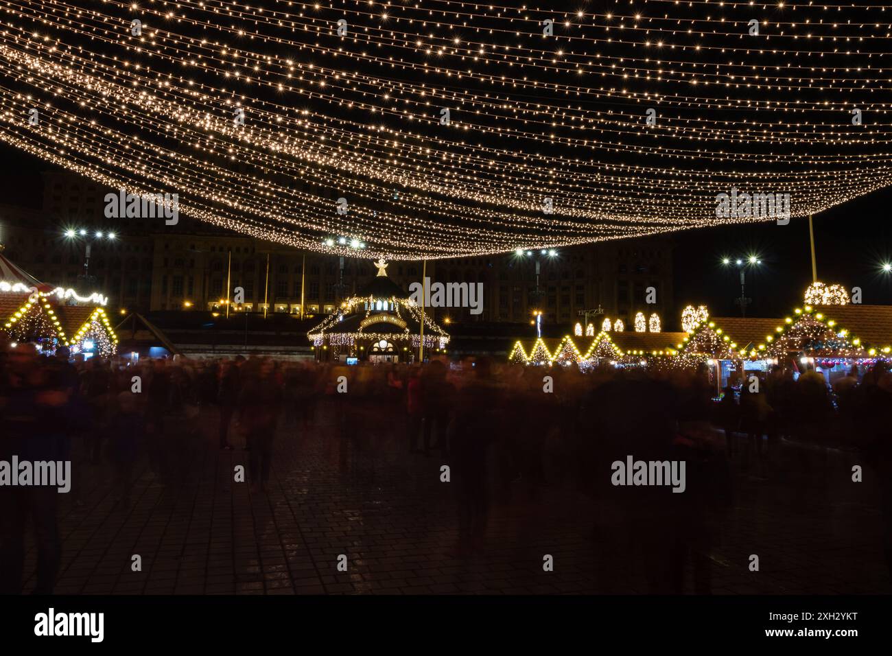 Bucharest Christmas market at night Stock Photo - Alamy