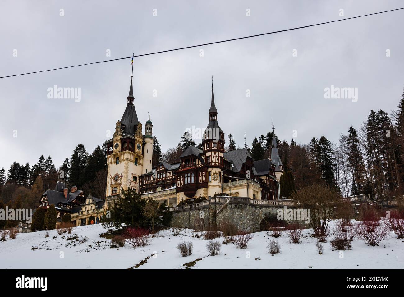 Peles Castle, Romania. Beautiful famous royal castle from Sinaia Stock ...