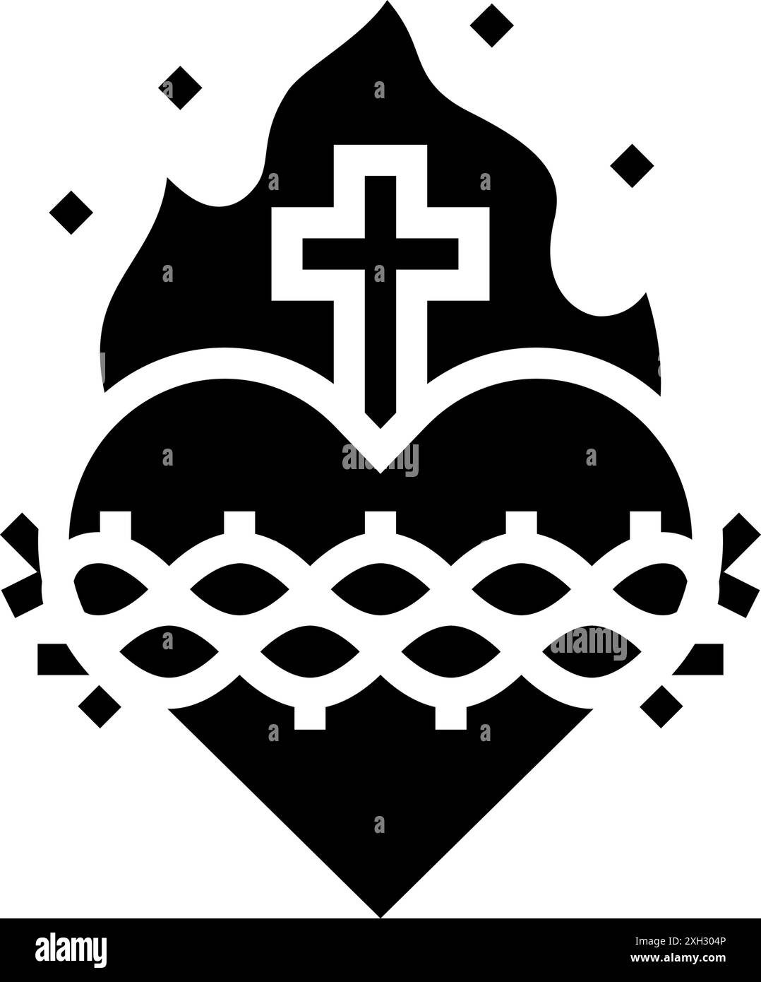 sacred heart of jesus feast catholic holiday glyph icon vector ...
