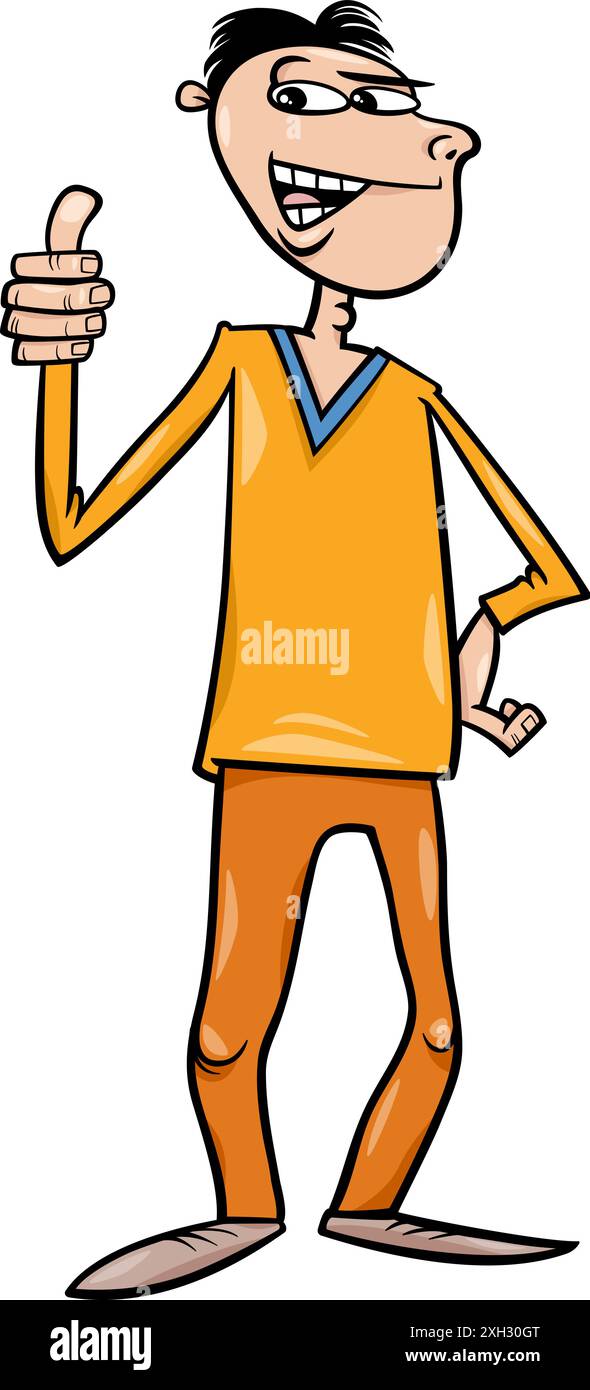Cartoon illustration of happy young man or guy comic character Stock ...