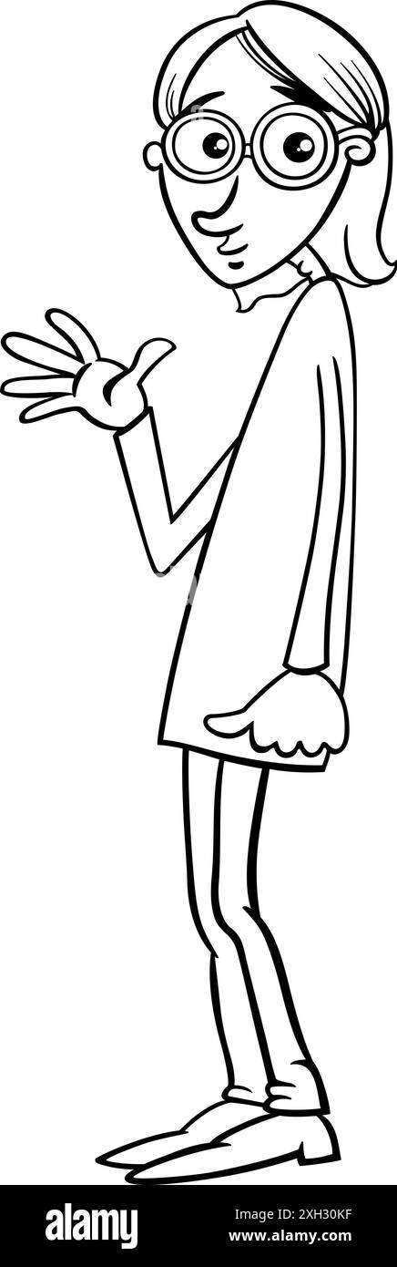 Cartoon illustration of happy young man or guy comic character coloring ...