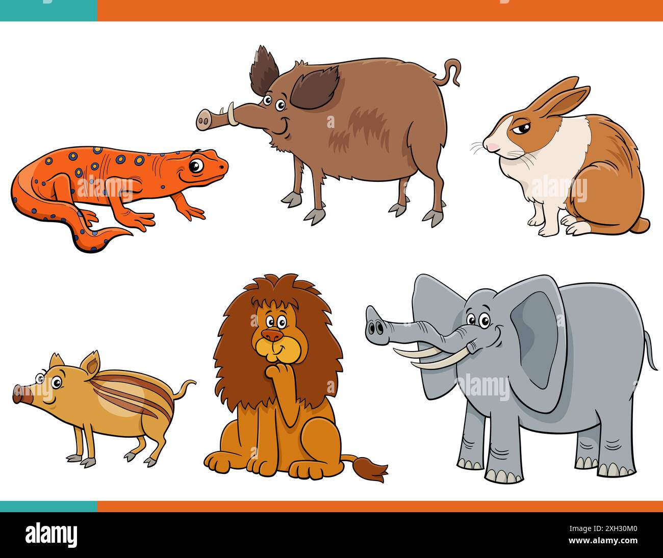 Cartoon illustration of funny wild animals comic characters set Stock ...