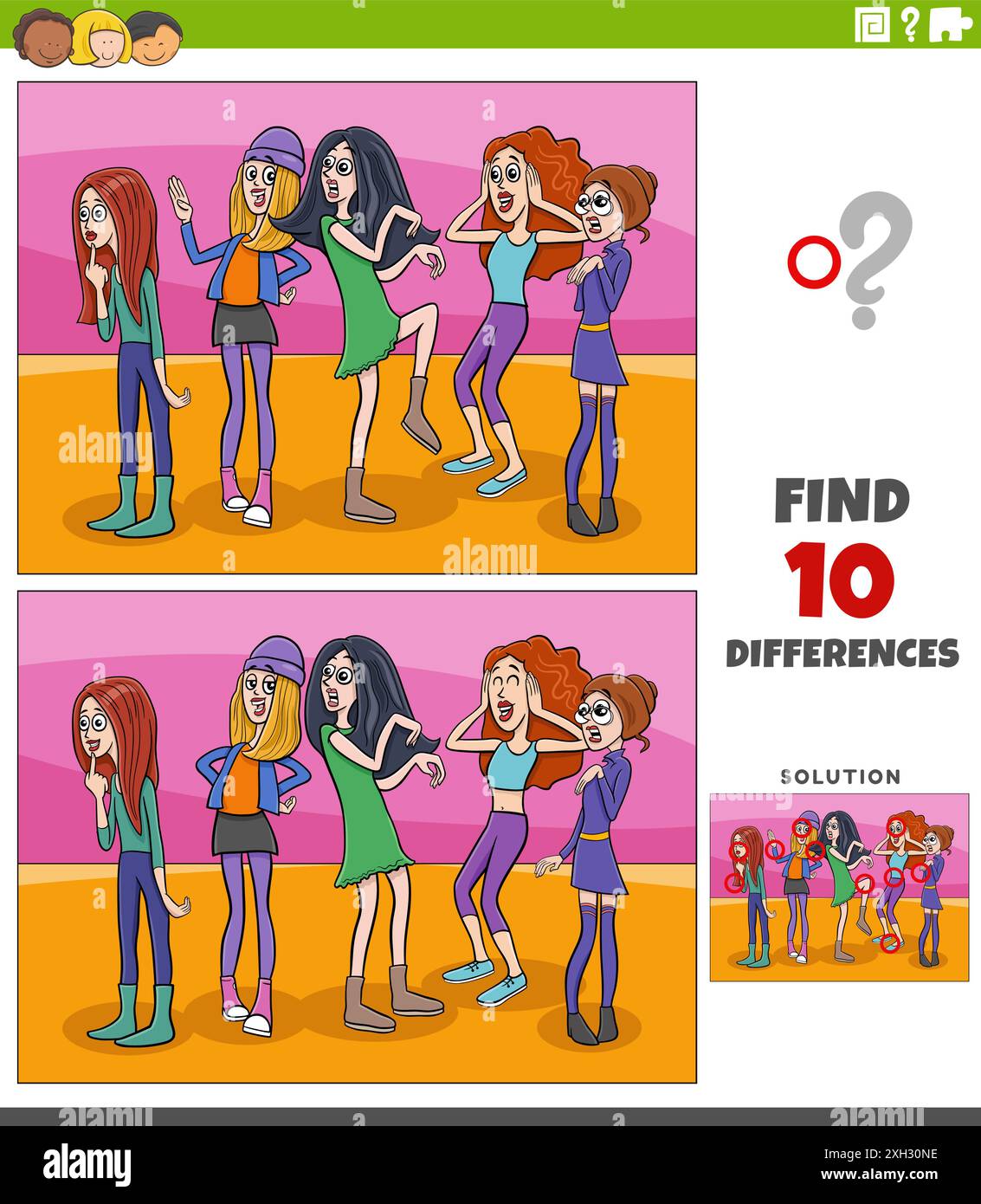 Cartoon illustration of finding the differences between pictures ...