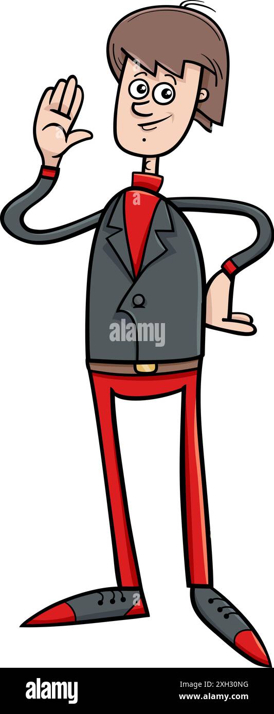 Cartoon illustration of happy young man or guy comic character Stock ...