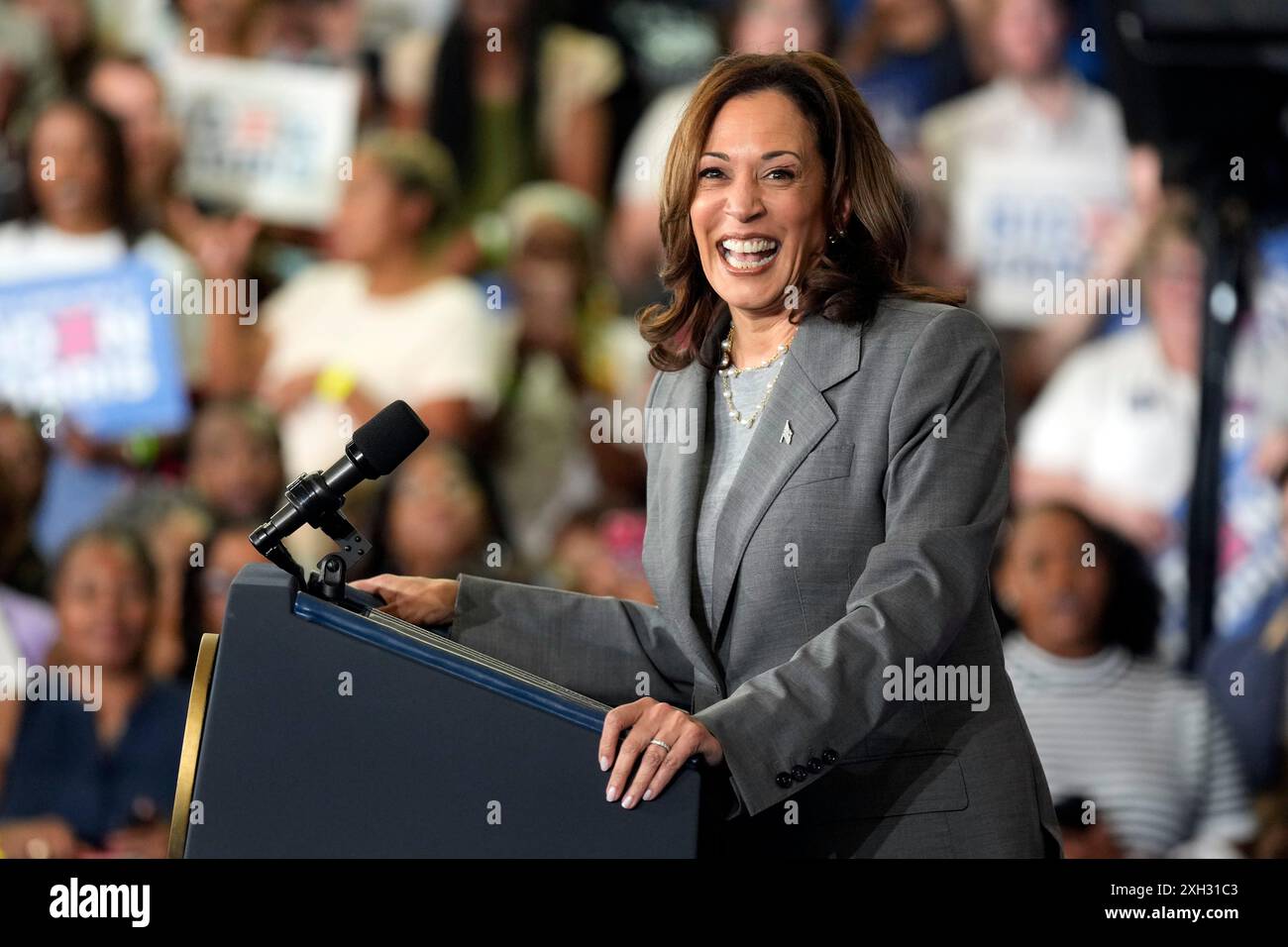 Vice President Kamala Harris speaks at a campaign event in Greensboro ...