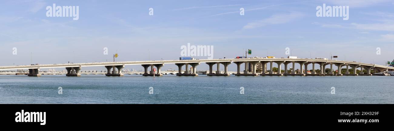 Miami, Florida, USA - 5 December 2023: Panoramic view of trhe bridge ...