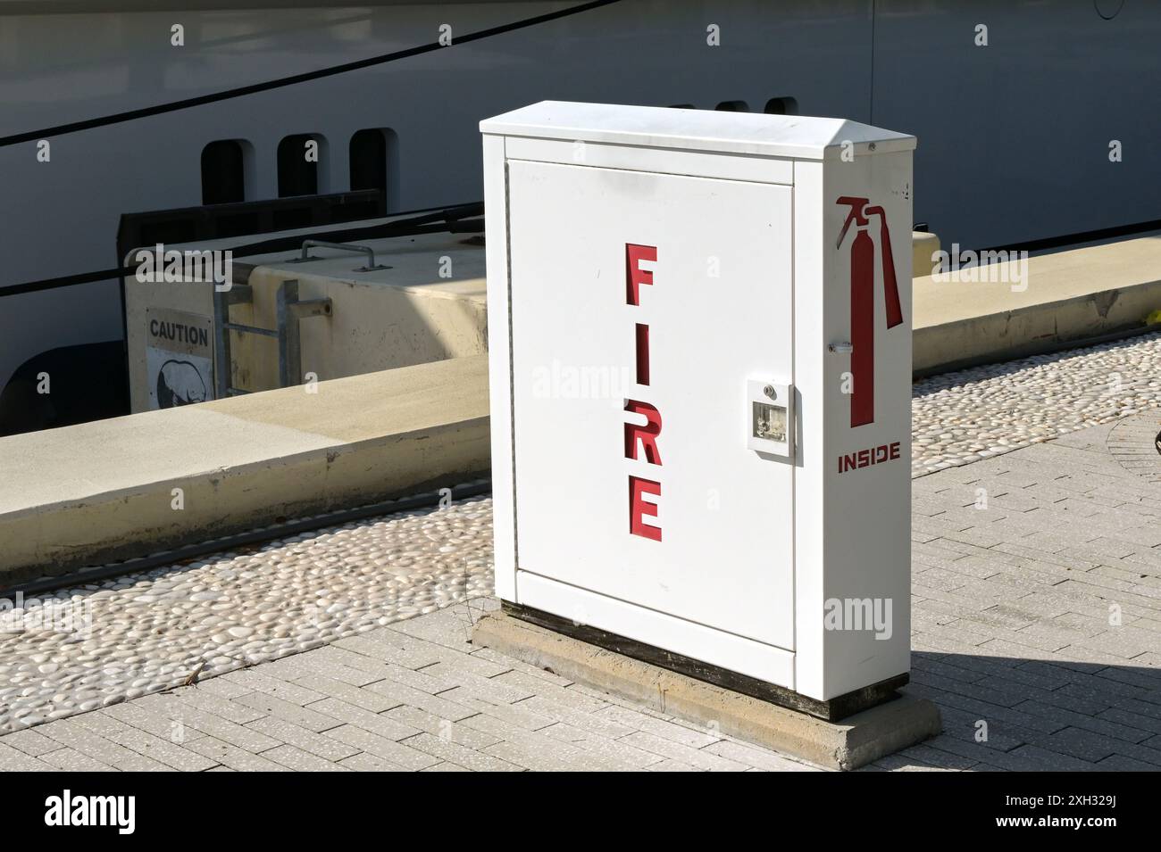 Florida, Miami, USA - 5 December 2023: Box on the marina in Miami ...