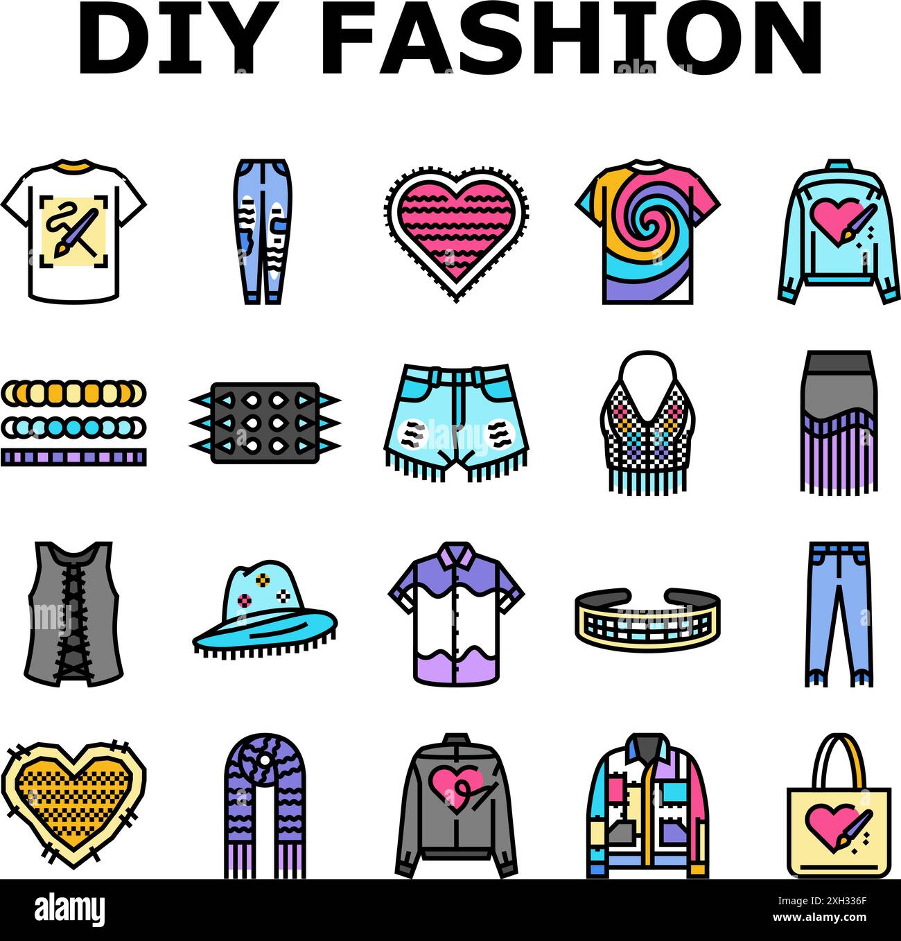 diy fashion fabric handmade icons set vector Stock Vector Image & Art ...