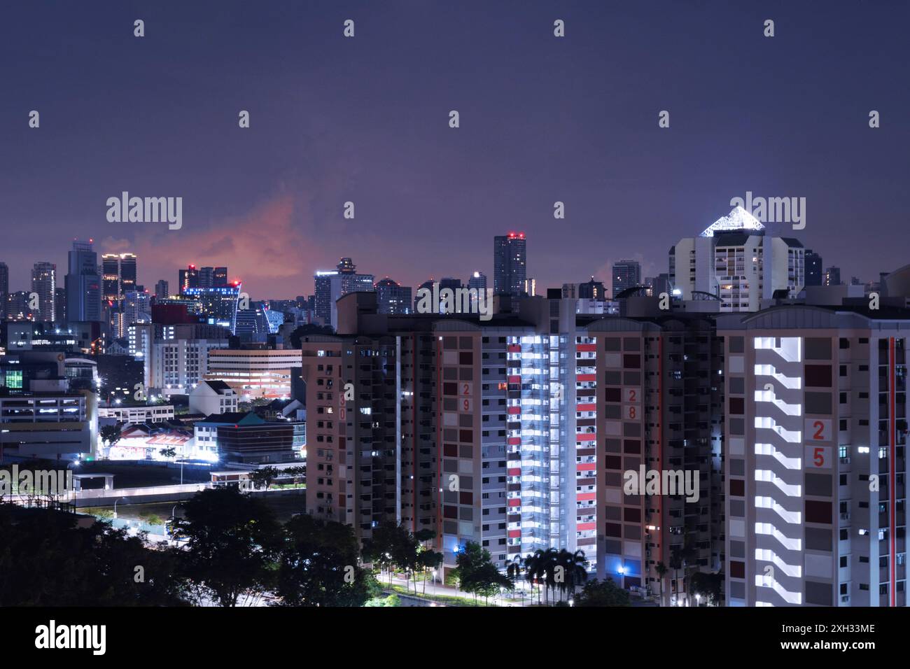 11 October 2019, Singapore, Singapore: Night time HDB Environment at ...