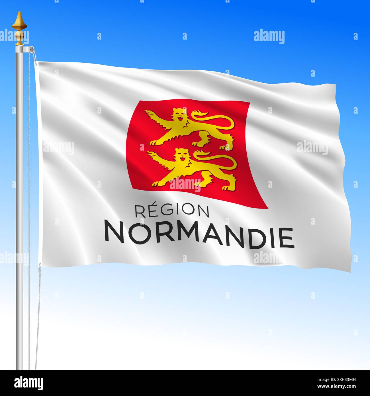 Normandy regional waving flag, France, European Union, vector ...