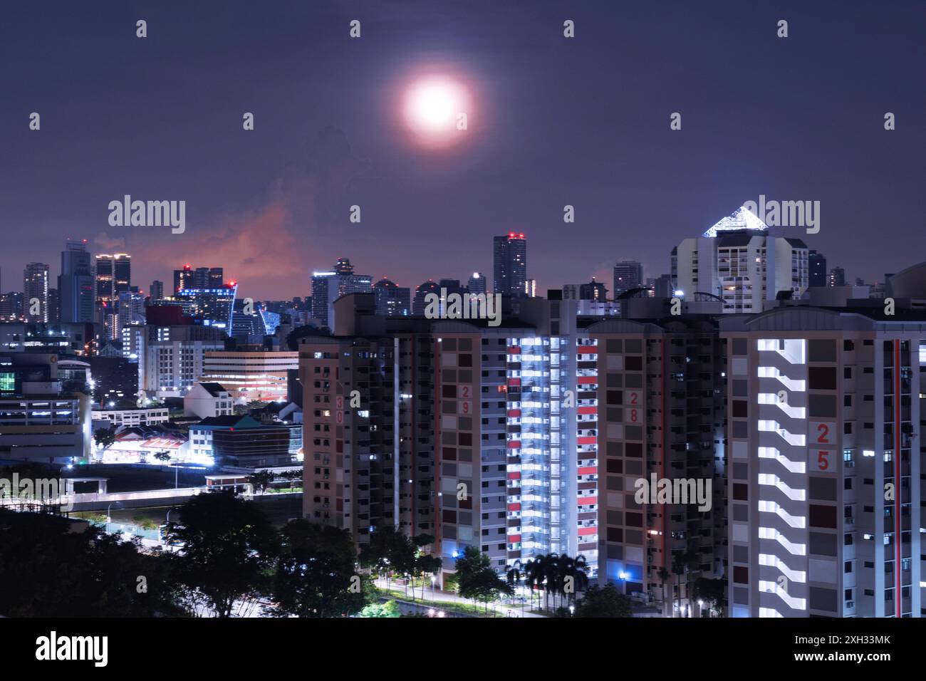11 October 2019, Singapore, Singapore: Night time HDB Environment at ...
